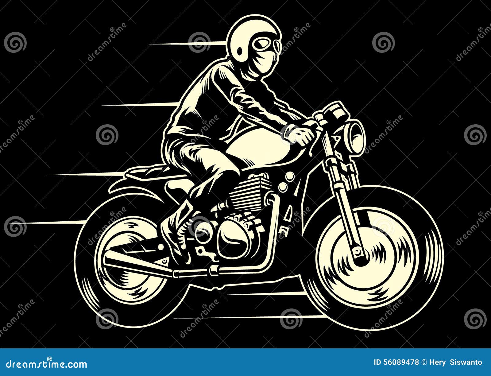 Man Ride a Classic Custom Motorcycle Stock Vector - Illustration of ...