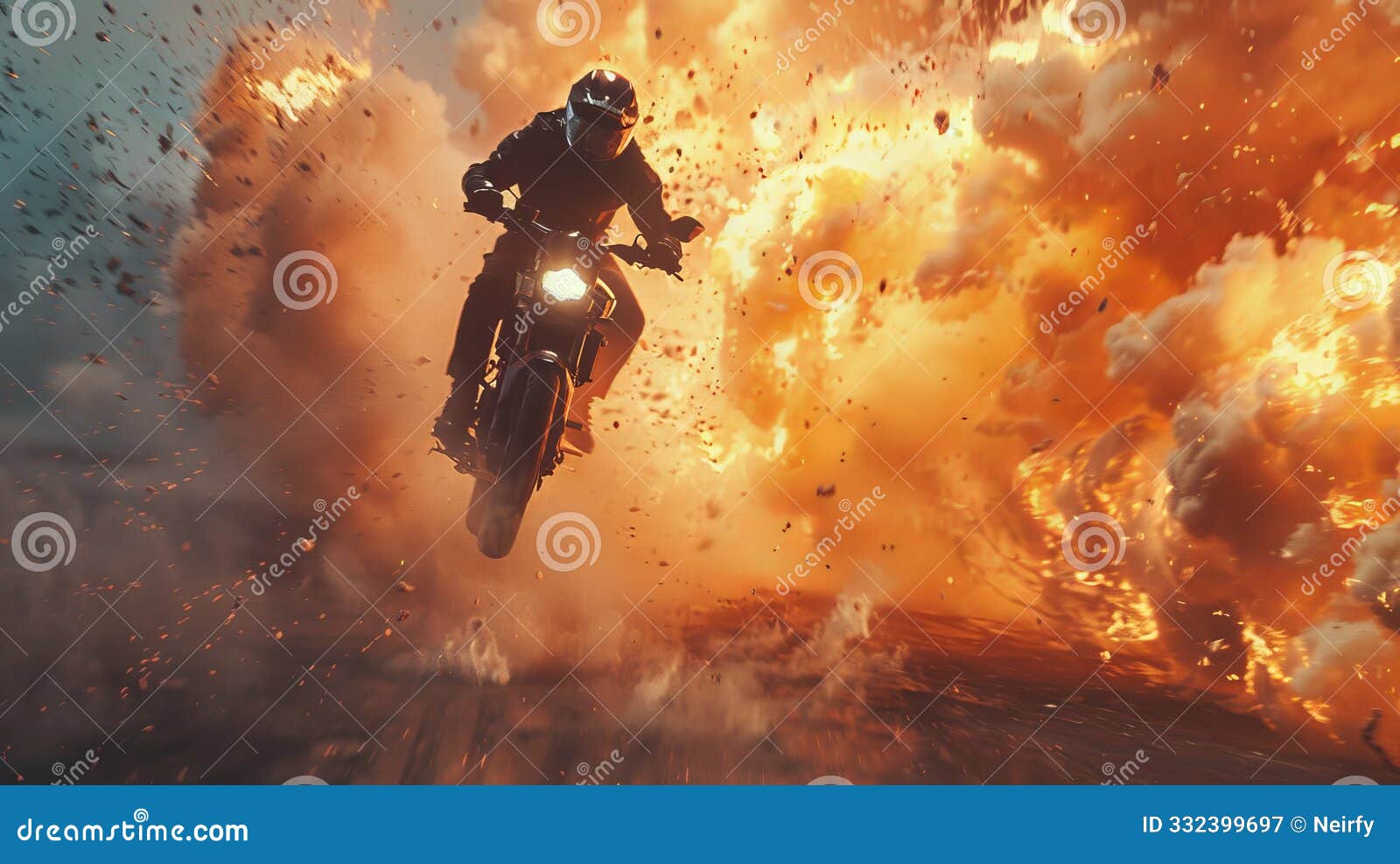 Man Rides Away from Exploding Bike in a Dramatic Action Movie Scene ...