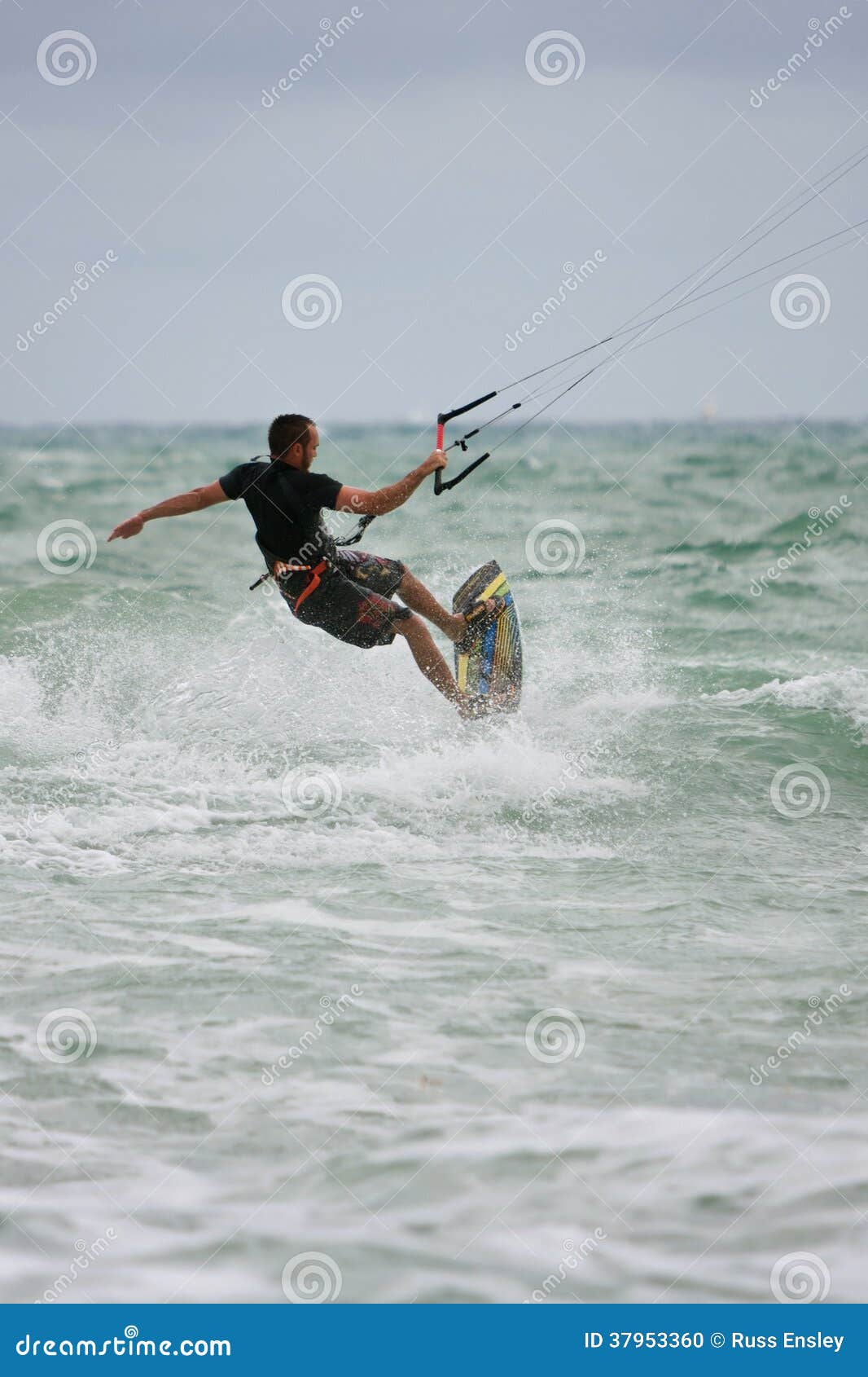 Man Rides Waves Parasail Surfing Off Florida Coast Editorial Image ...