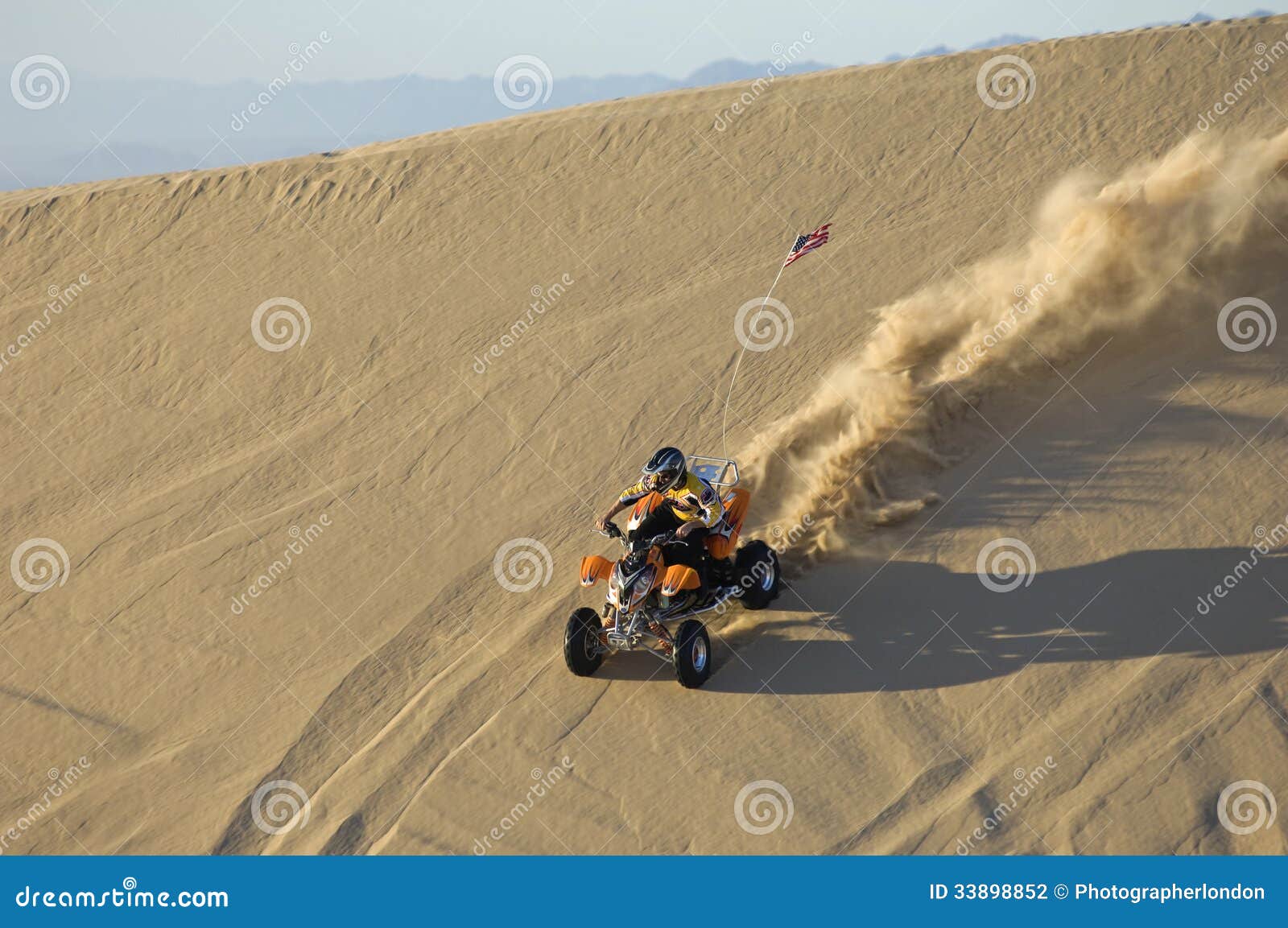 Man Riding Atv in Desert stock photo. Image of fast, horizon - 33898852