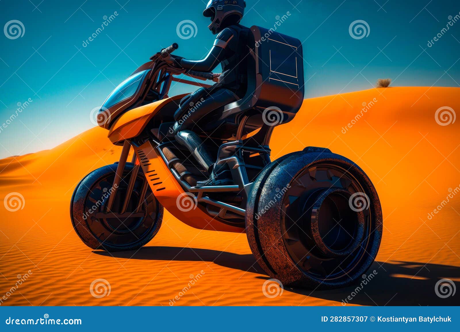 Man Riding On The Back Of Motorcycle On Top Of Desert Generative Ai Stock Illustration