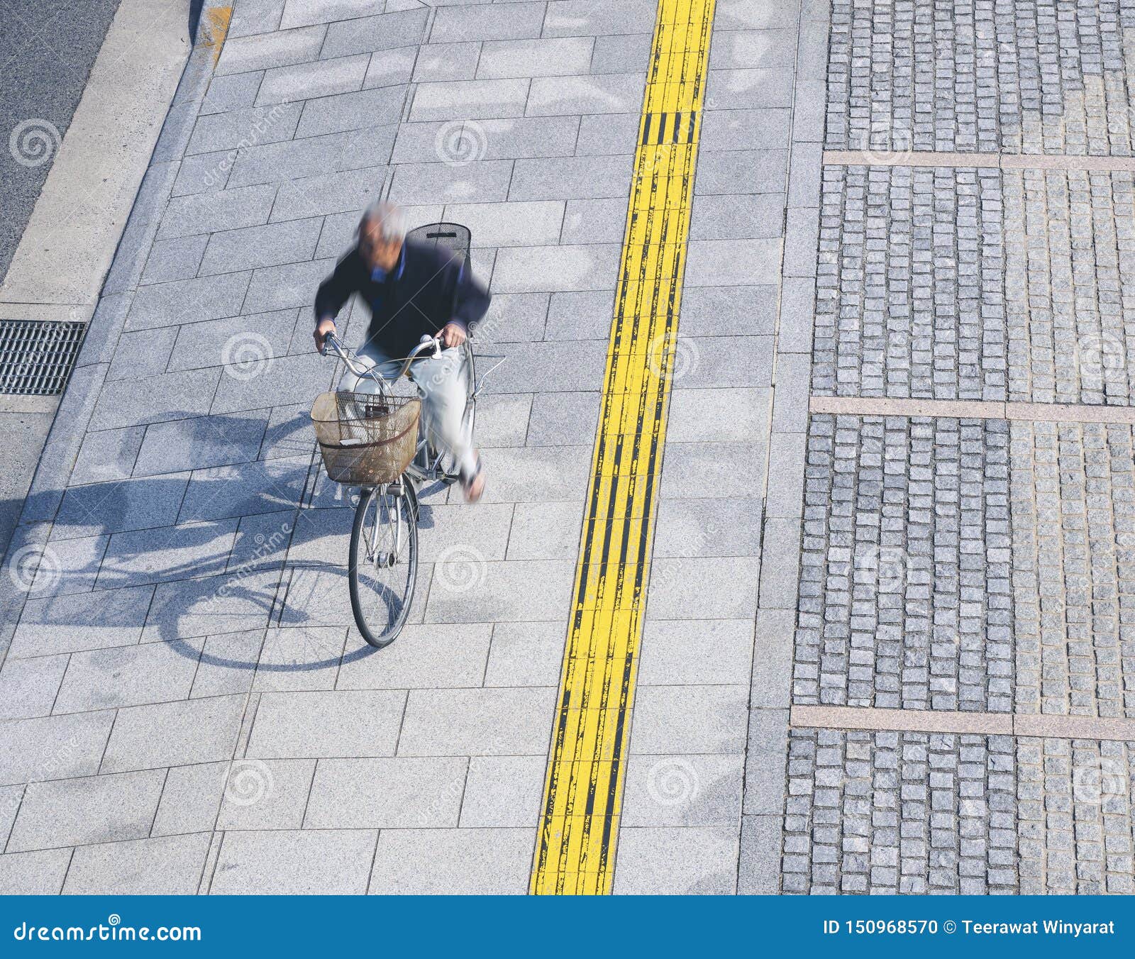 Man Riding Bicycle on Pedestrian Pathway in City Stock Photo - Image of ...