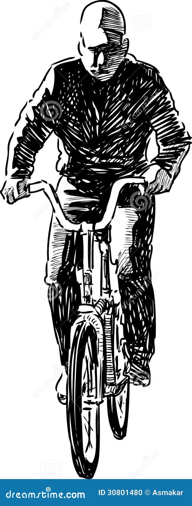 Man riding a bicycle stock vector. Illustration of cycling - 30801480