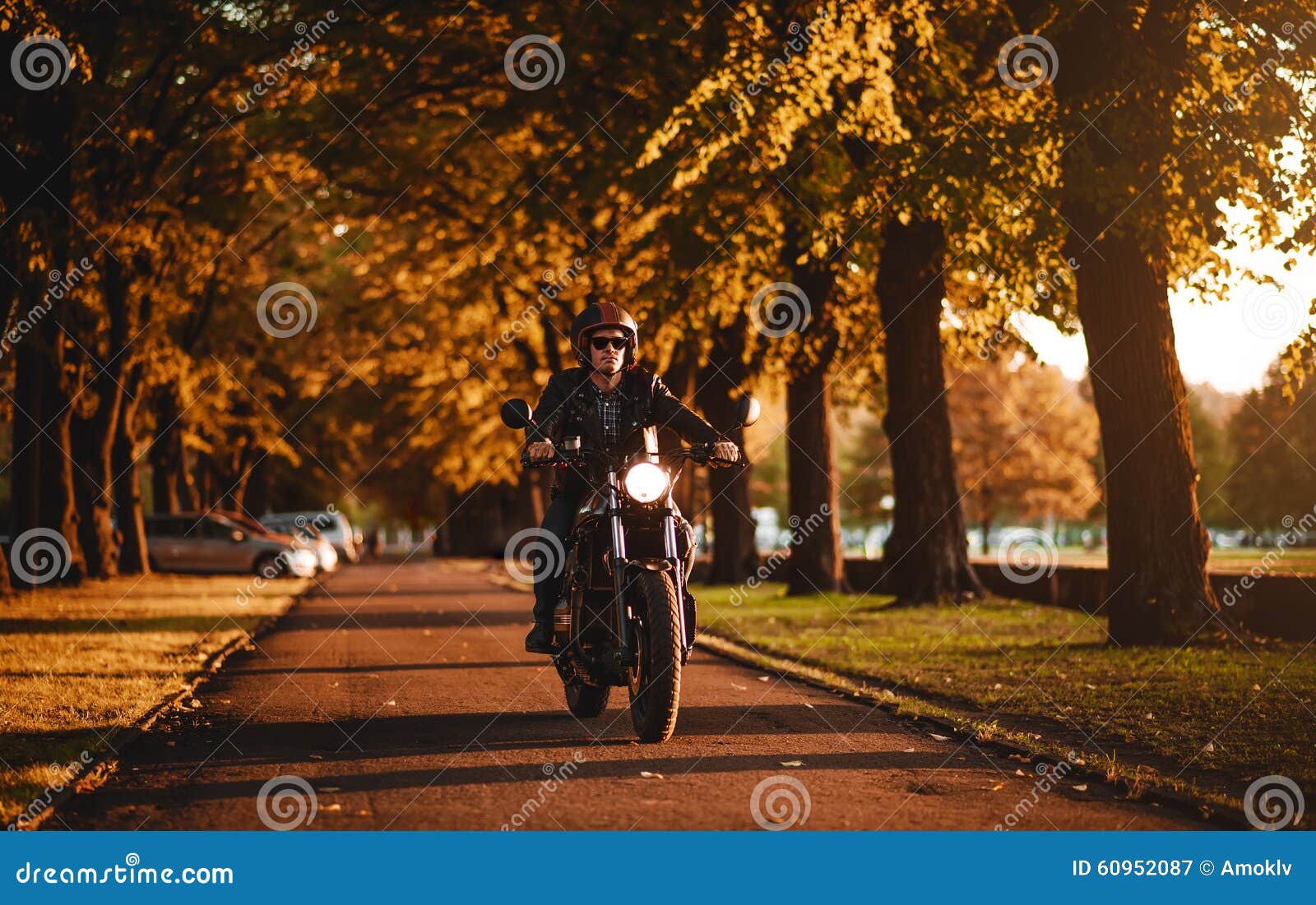Man Riding A Cafe-racer Motorcycle Stock Photography | CartoonDealer ...