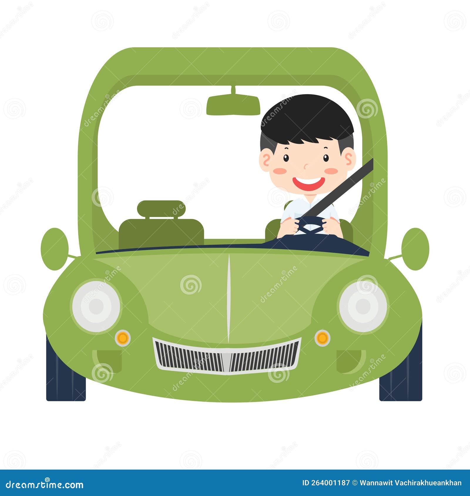 Man Riding Car Front View stock vector. Illustration of cheerful ...