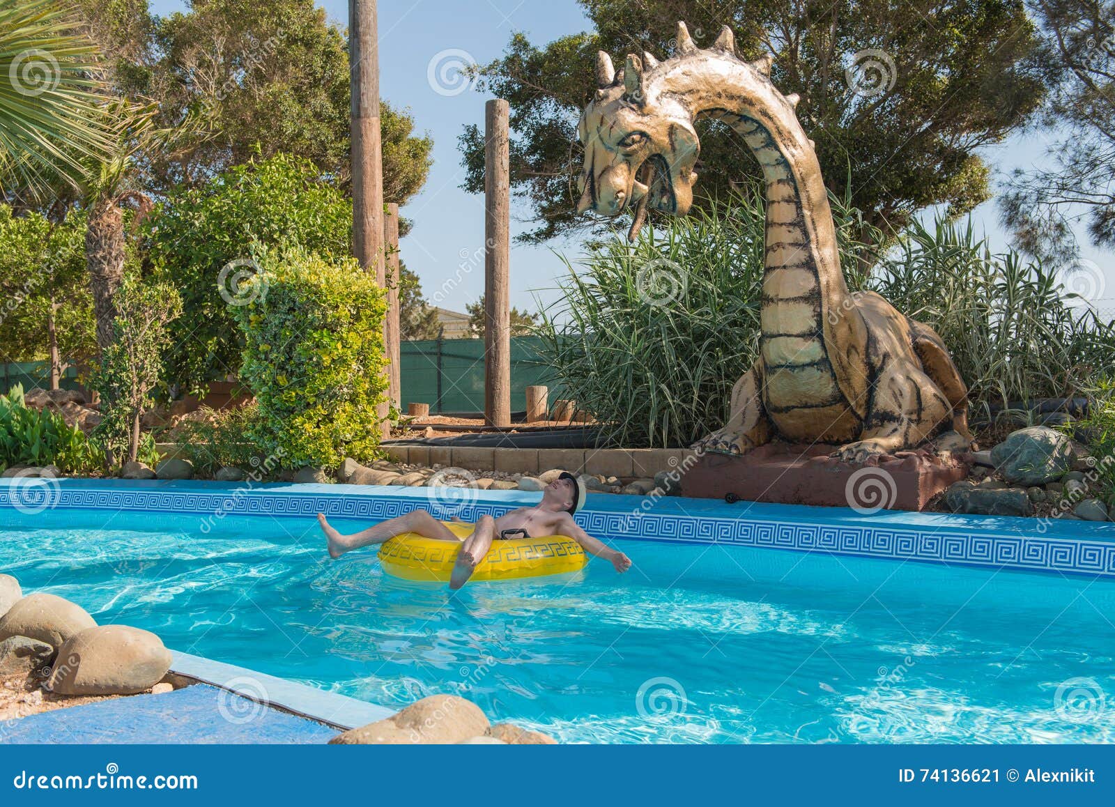 A Man Riding on a Circle in the Water Park Stock Image - Image of park ...