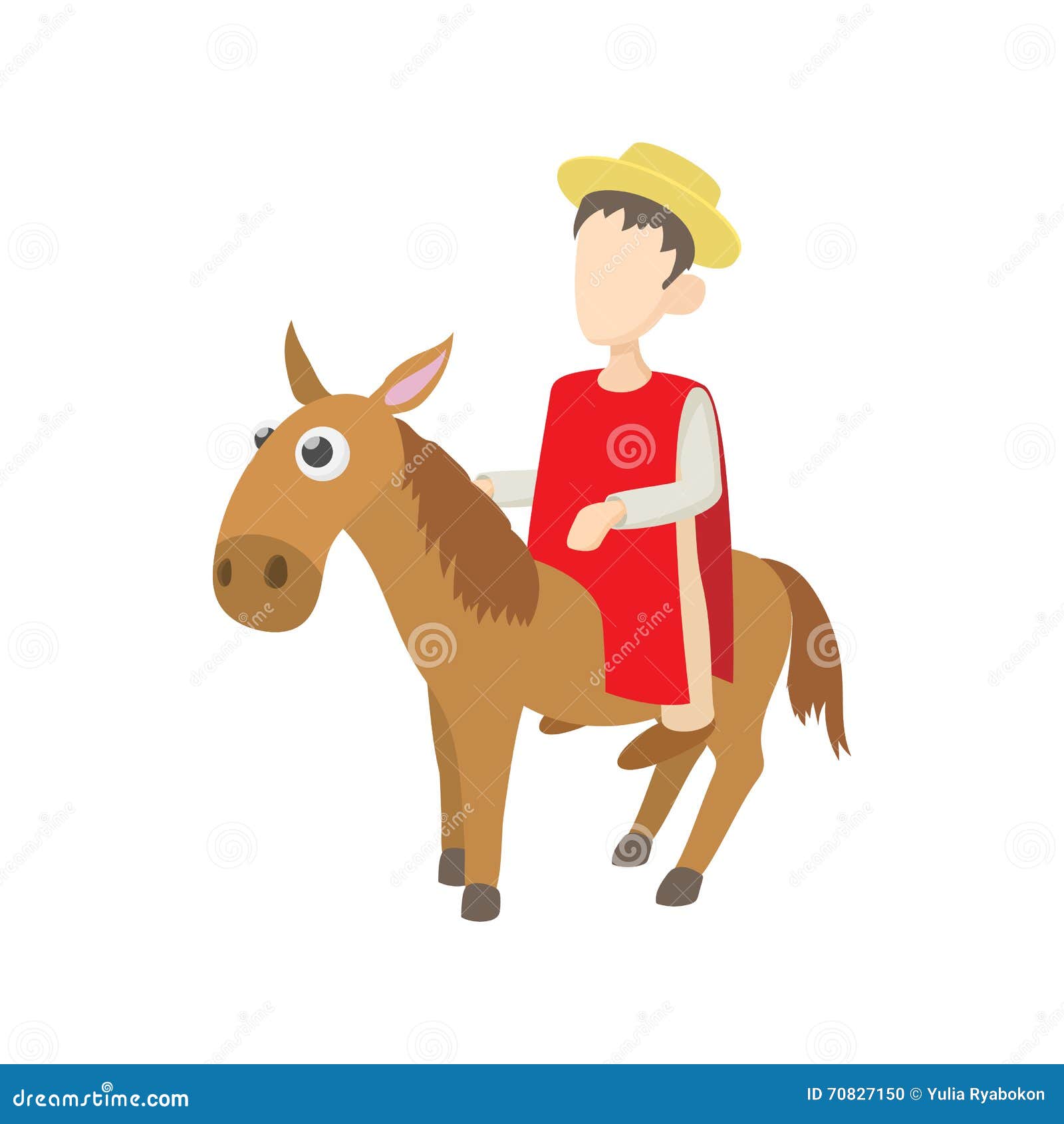 Man Riding A Donkey Icon, Cartoon Style Vector Illustration ...