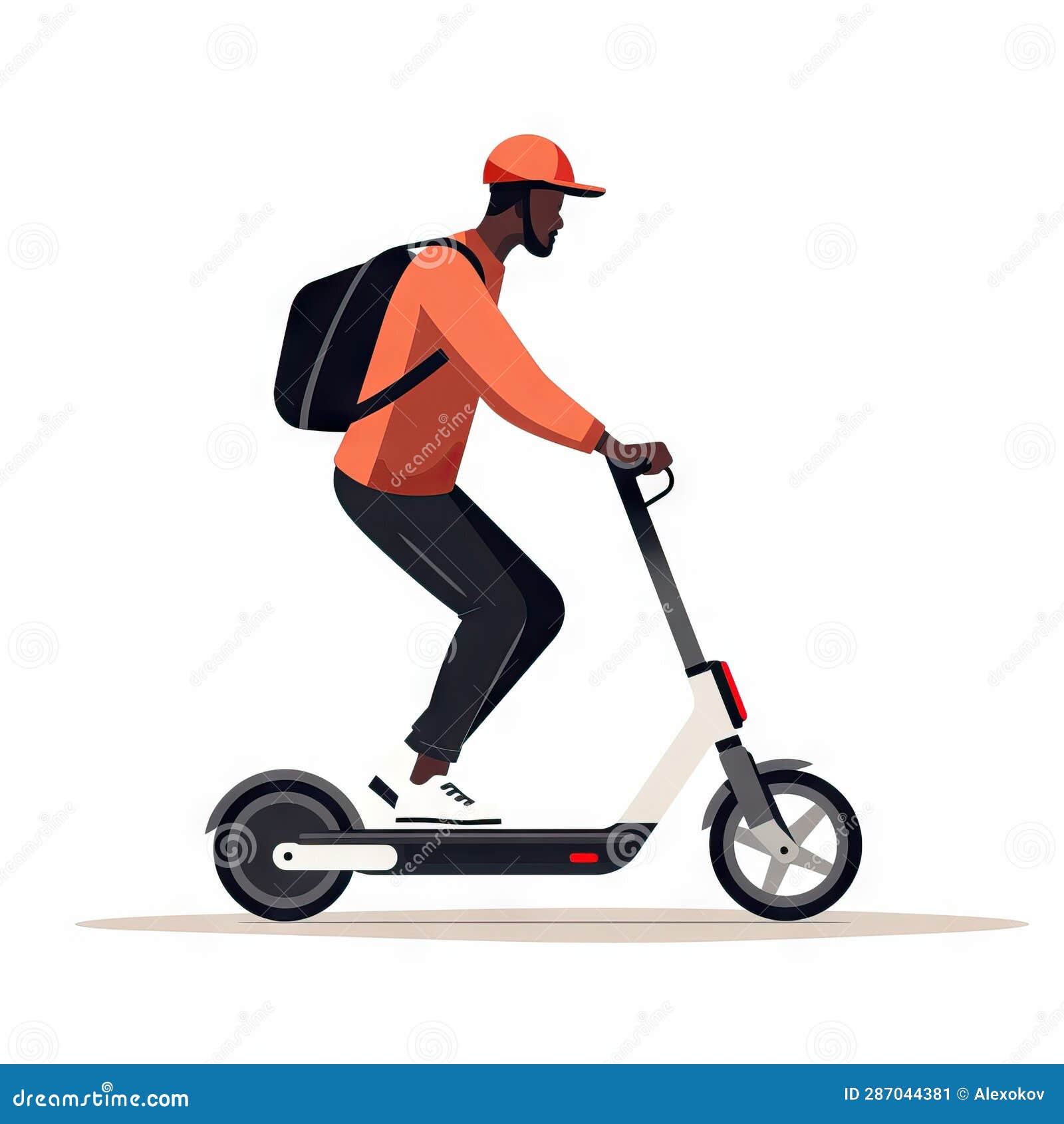 Man Riding Electric Scooter in Flat Minimalistic Style AI Generated ...
