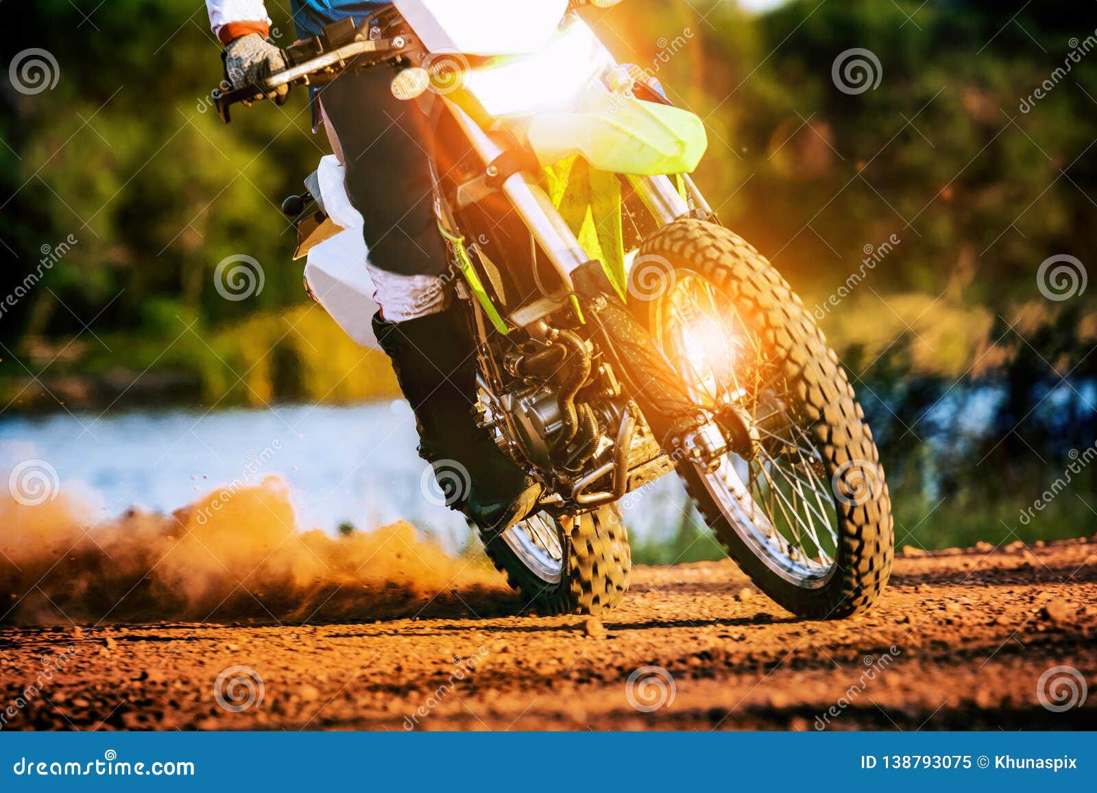 Enduro Motorcycle Biker Slide Moving On Dirt Field Royalty-Free Stock ...
