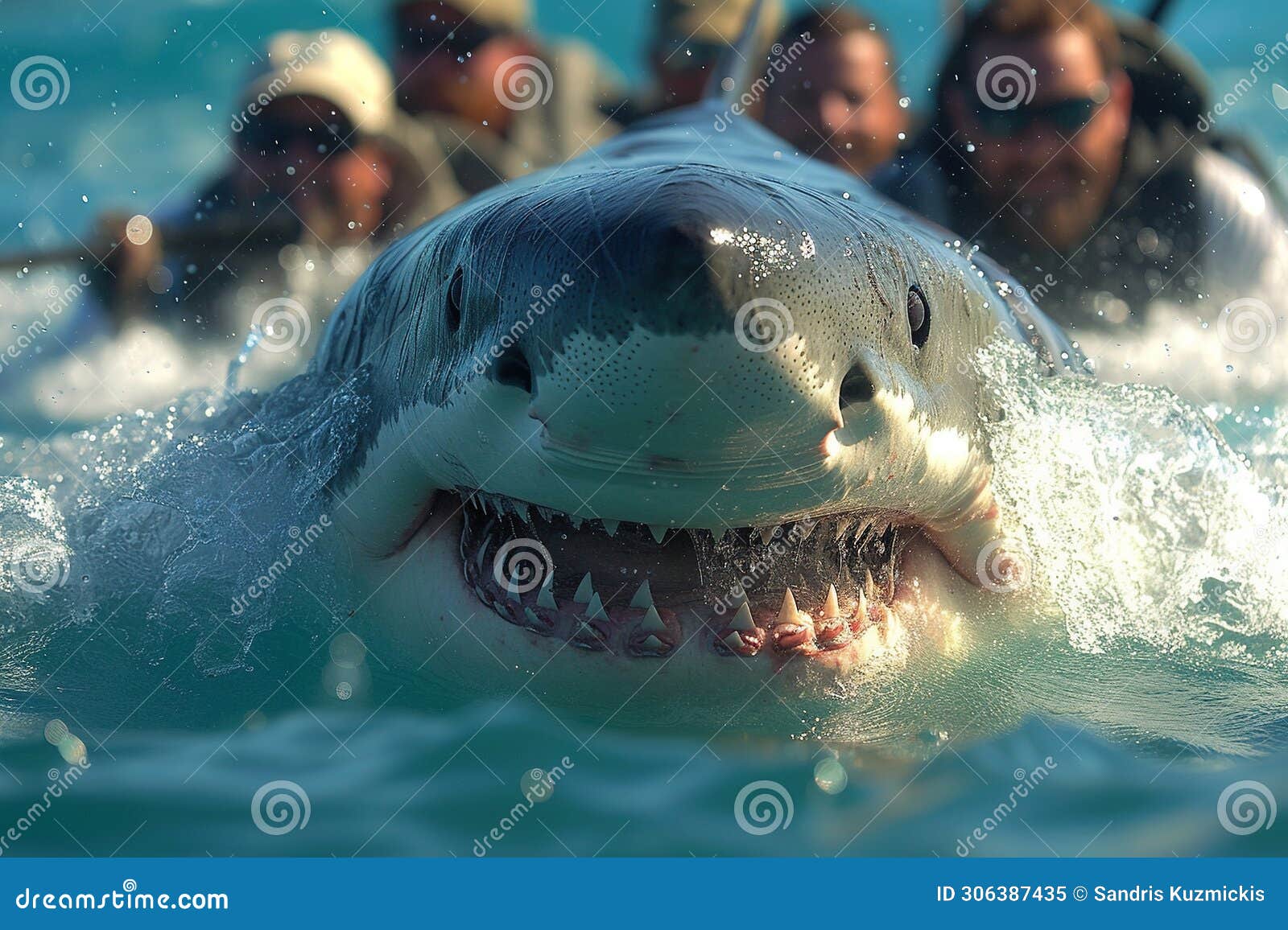 Man Riding a Great White Shark. Generative AI Stock Illustration ...