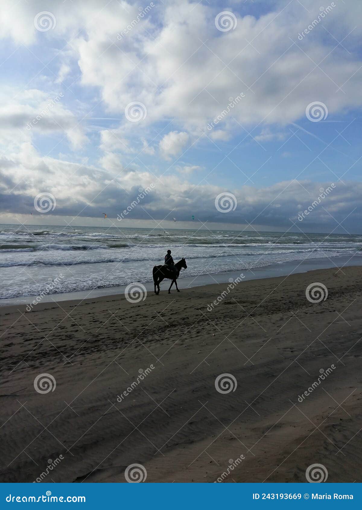 A Man Riding a Horse Alone Along a Beach Stock Image - Image of riding ...