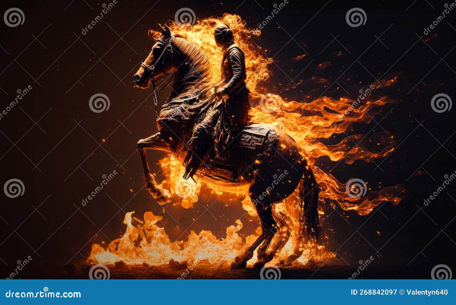 Man Riding a Horse on Fire. Generative AI Stock Image - Image of fire ...