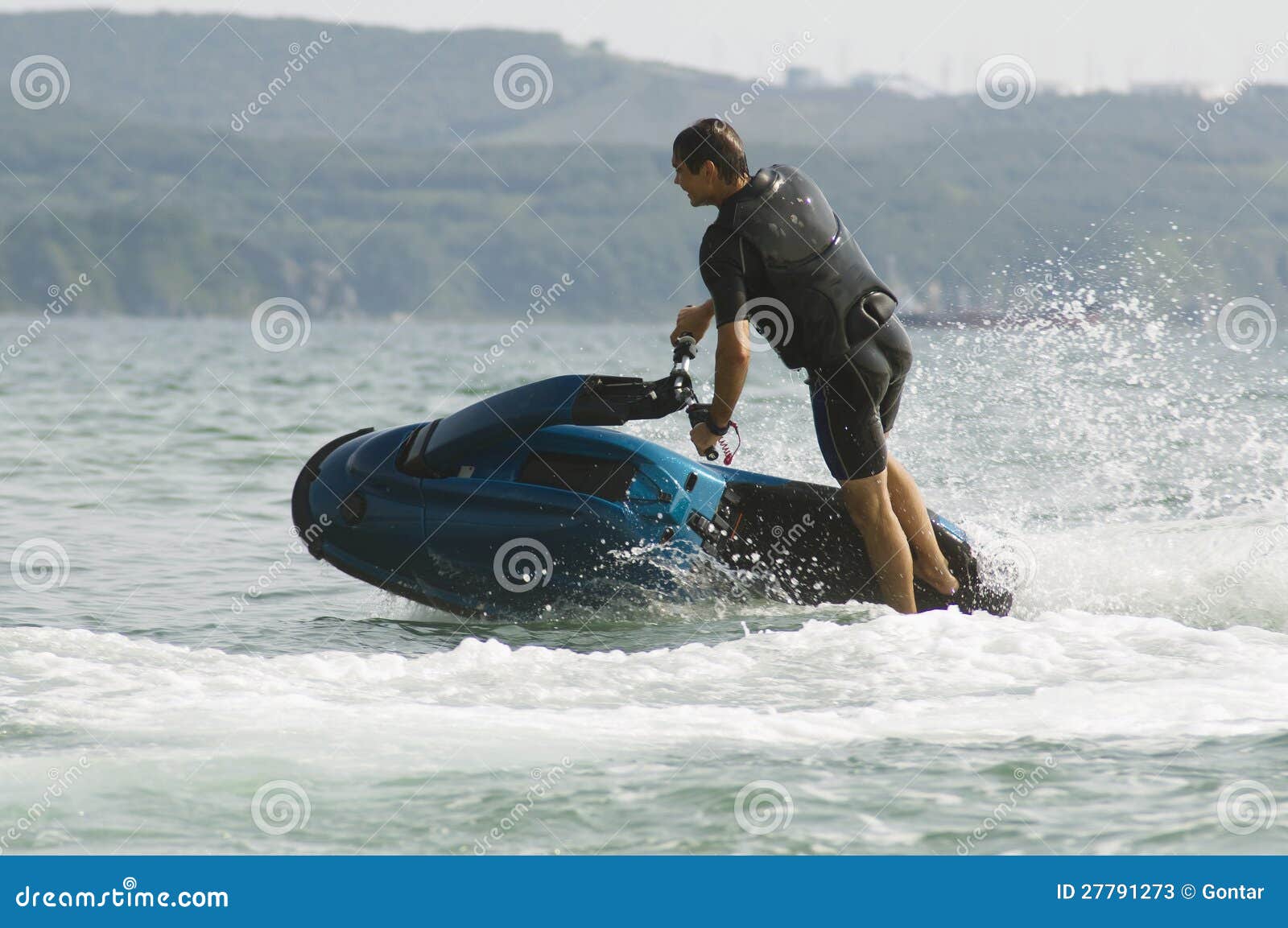 Man riding a jet ski stock image. Image of male, sideslip - 27791273