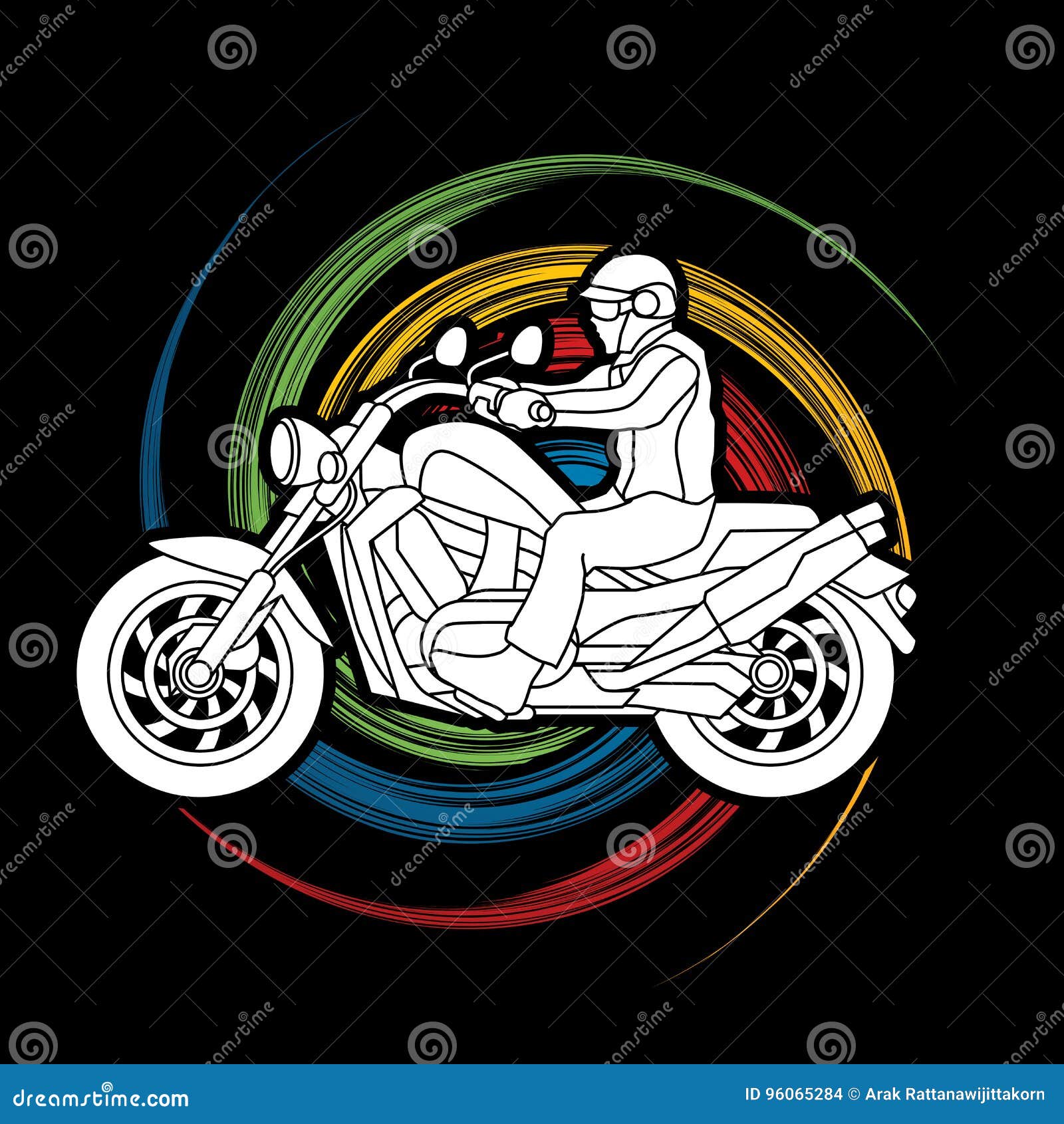 A man riding motorbike stock vector. Illustration of motorcyclist ...