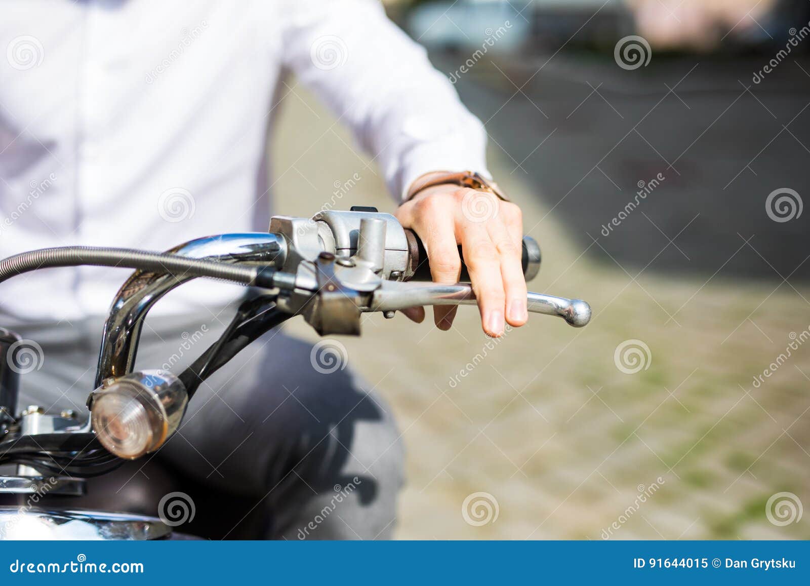 Man Riding Motorcycle, Close Up of Hand on Handlebar Stock Image ...