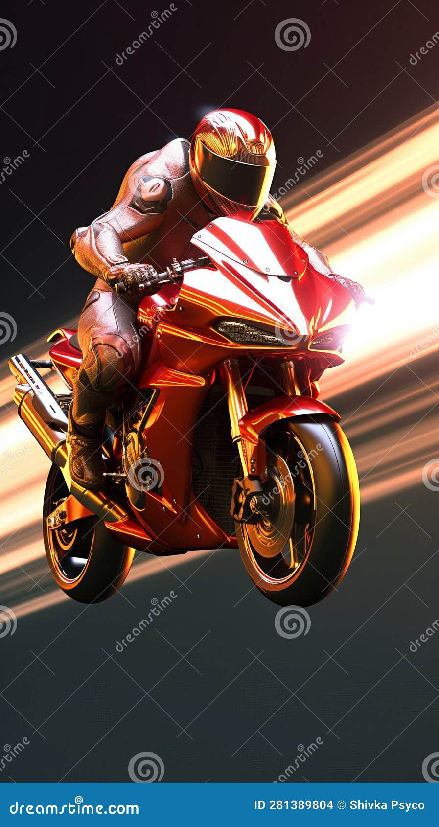 Man Riding a Motorcycle Fantasy Image Generative AI Stock Illustration ...