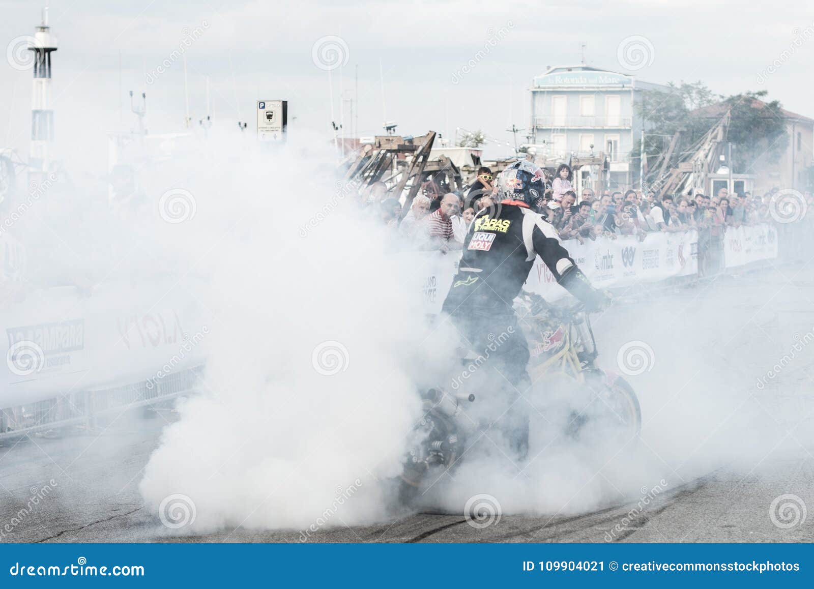 Man Riding Motorcycle With Smoke Picture. Image: 109904021