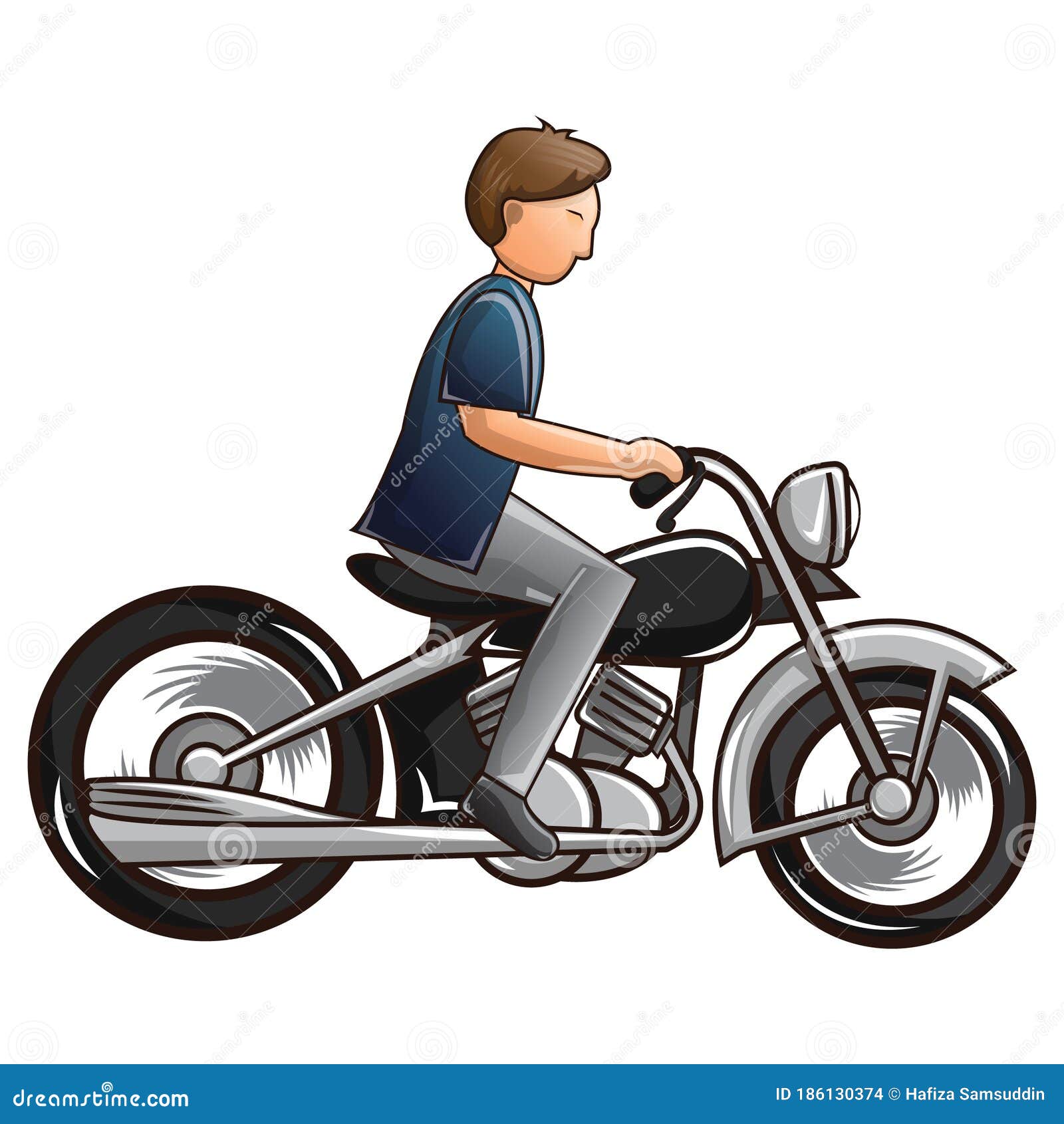 Man Riding Motorcycle. Vector Illustration Decorative Design Stock ...