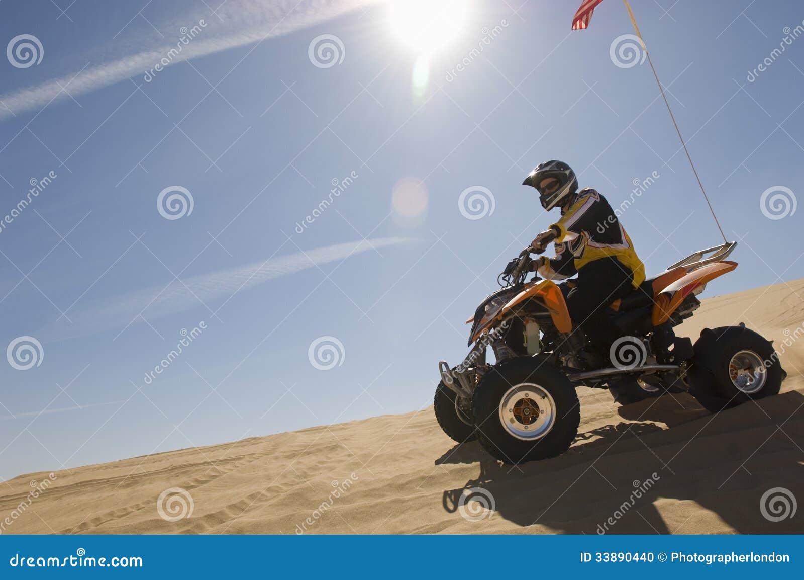 Man Riding Quad Bike in Desert Stock Photo - Image of copyspace, quad ...