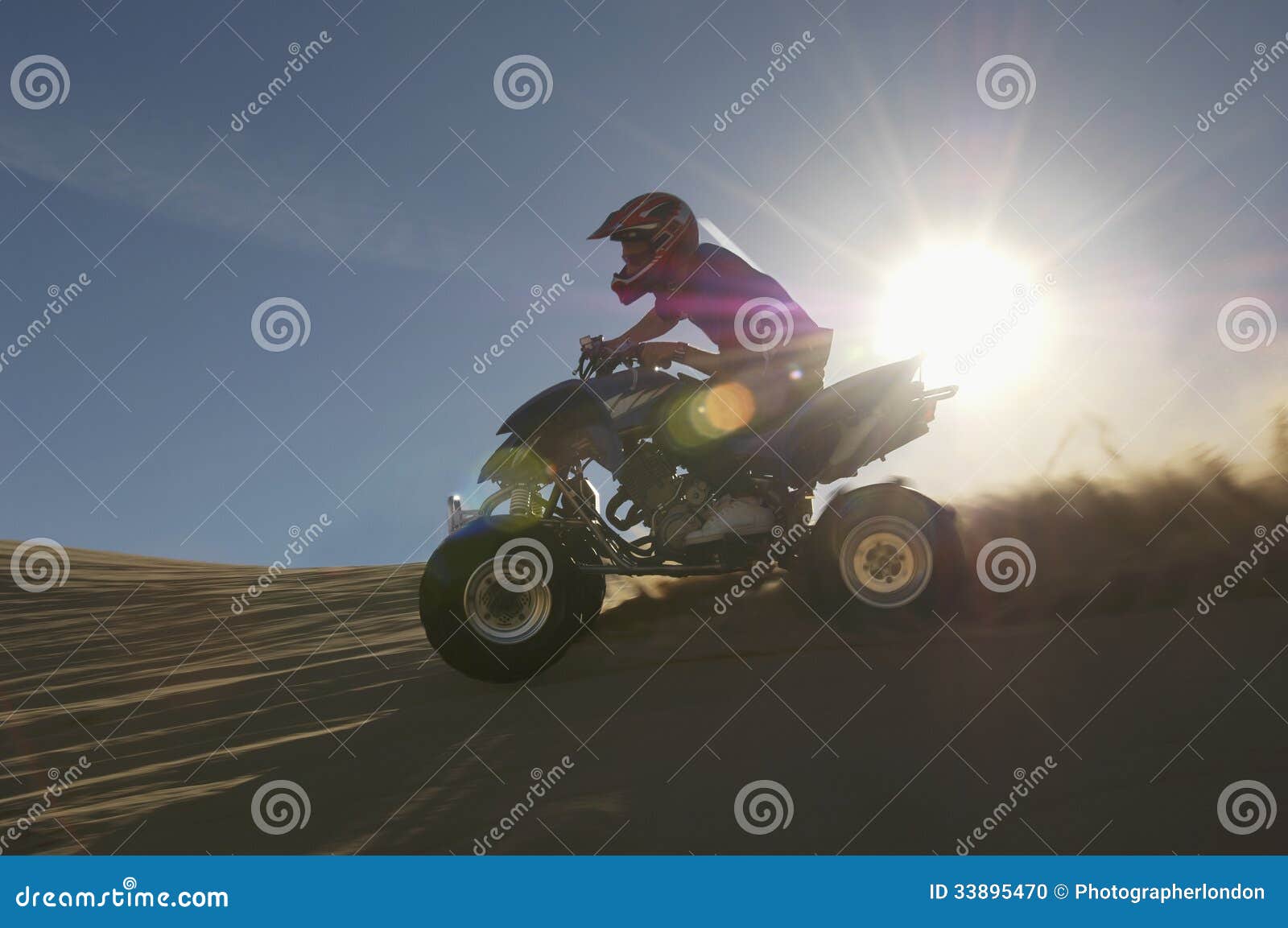 Man Riding Quadbike in Desert Stock Photo - Image of extreme, fast ...
