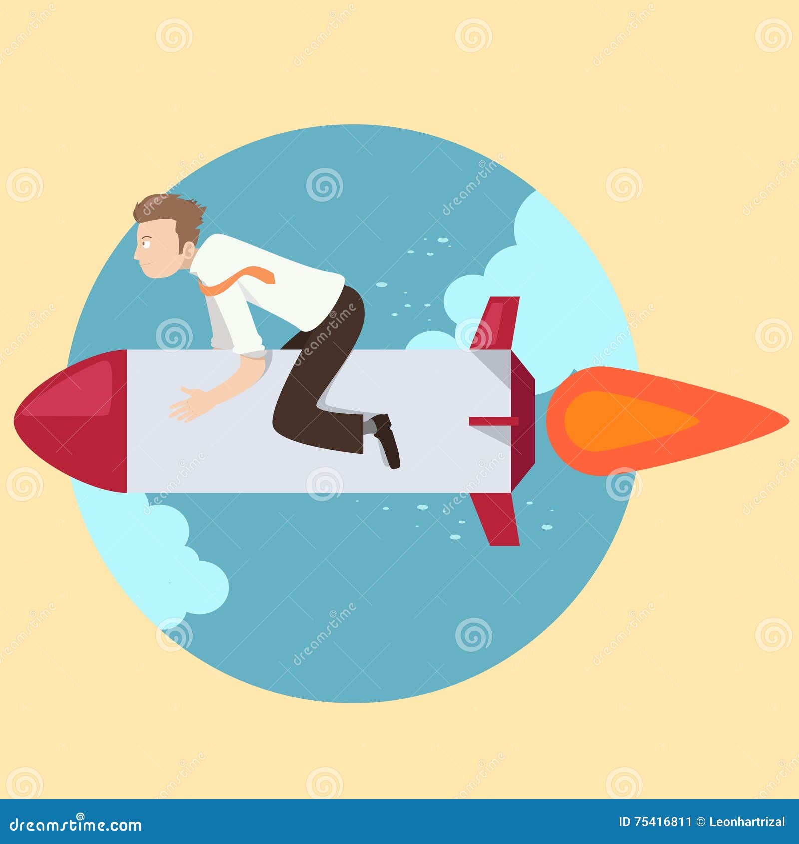 Man riding rocket stock vector. Illustration of formal - 75416811