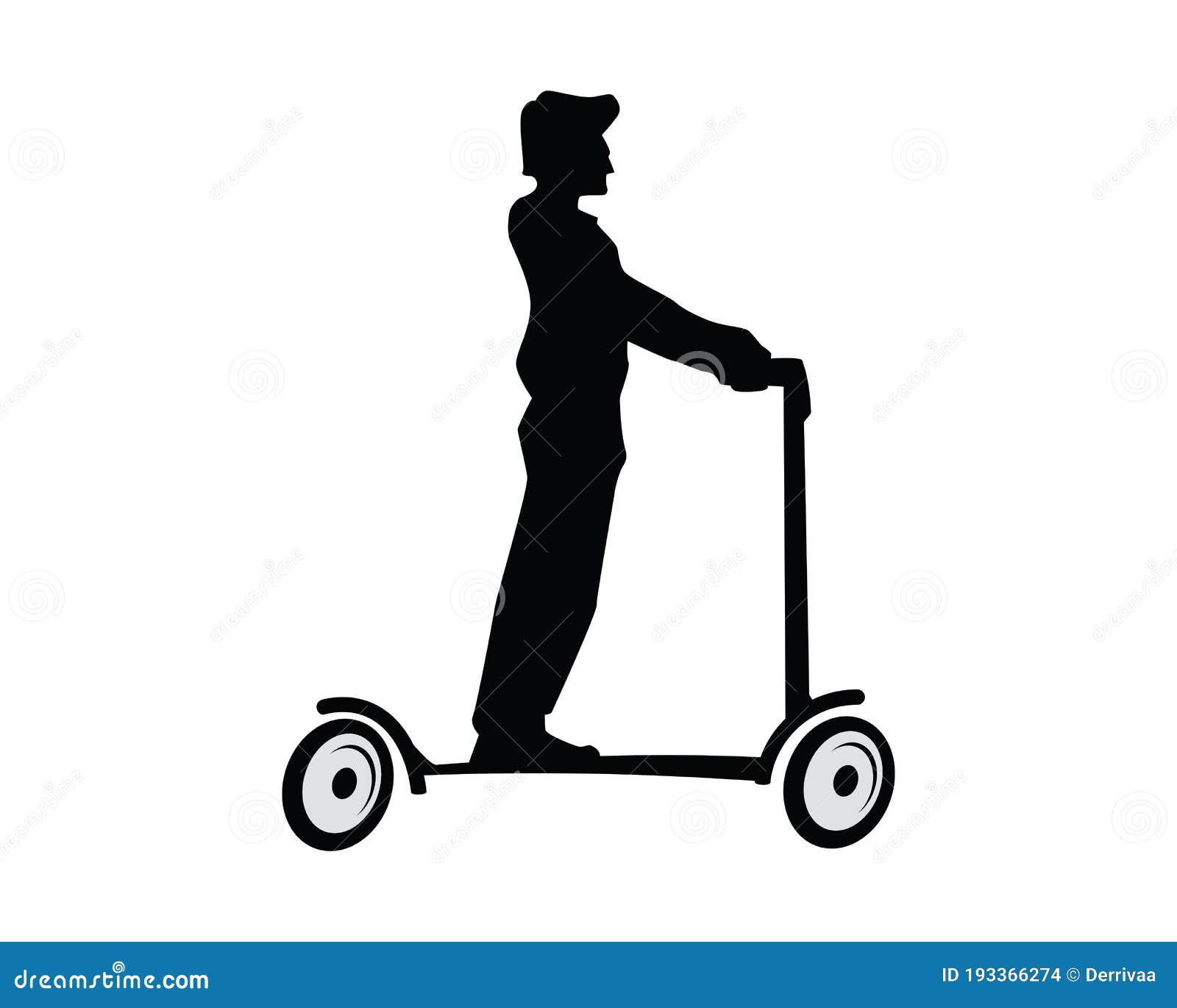 A Man Riding Scooter Silhouette Stock Vector - Illustration of ...