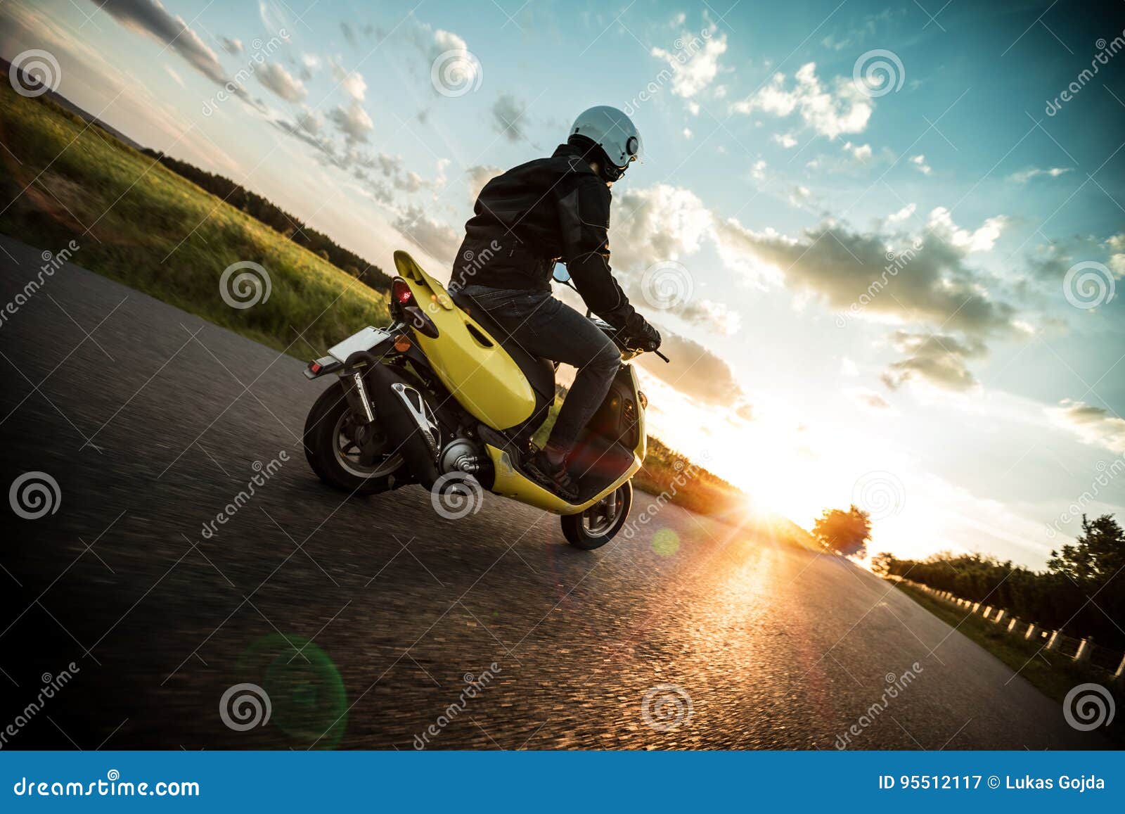 Man Riding Scooter during Sunset. Stock Image - Image of lifestyles ...