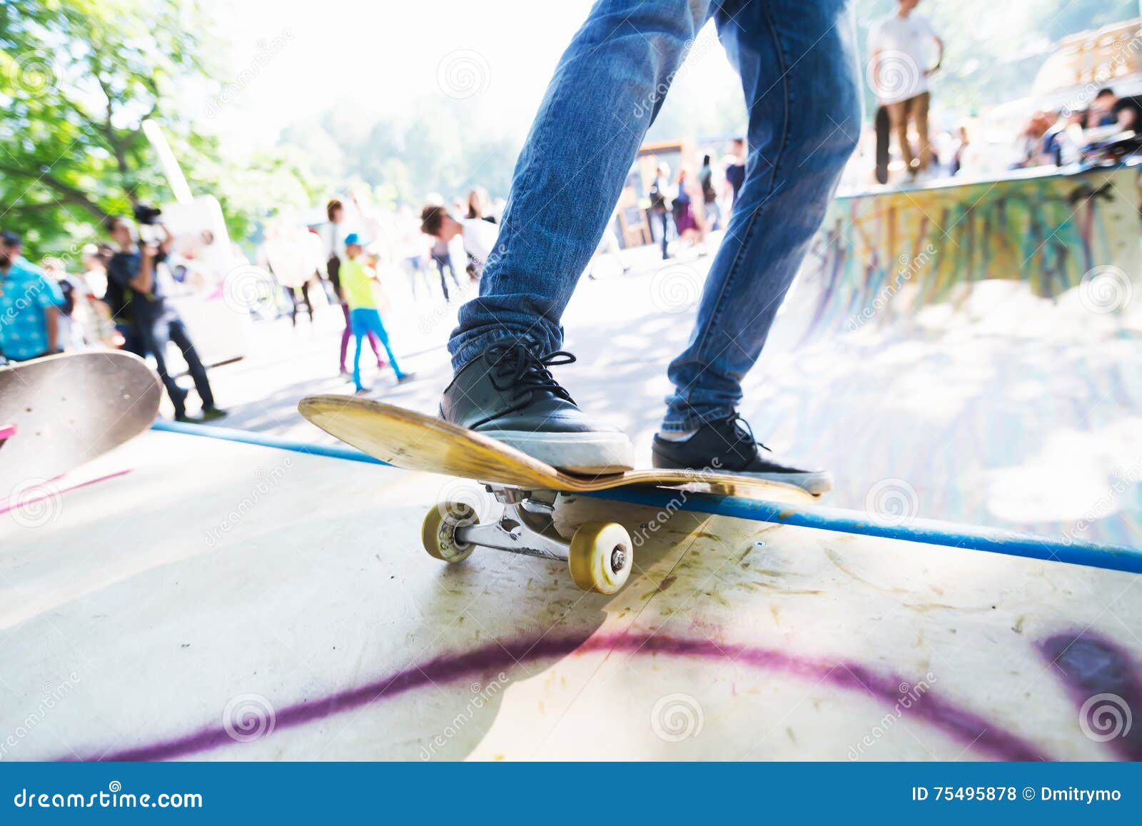 Man Riding on a Skateboard. Skatepark Stock Photo - Image of skateboard ...
