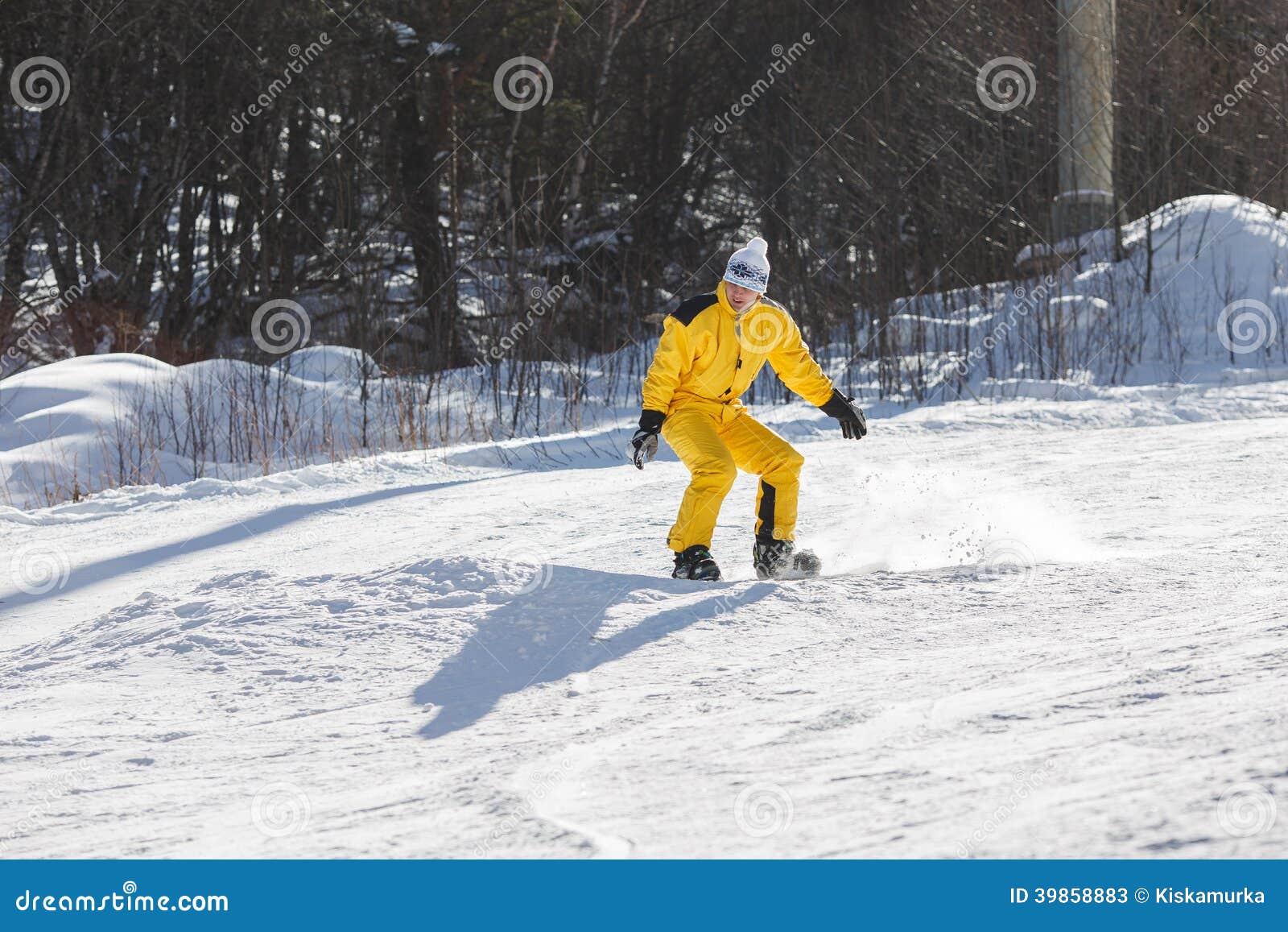 A man riding a snowboard stock image. Image of emotions - 39858883