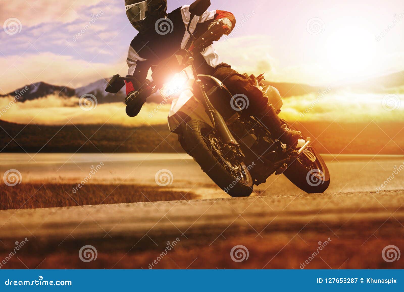 Man Riding Sport Motorcycle on Asphalt Highway Stock Image - Image of ...
