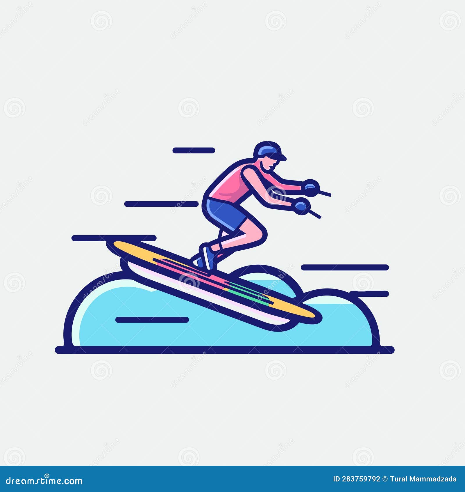 Vector a Man Riding a Surfboard on Top of a Wave, Capturing the Thrill ...