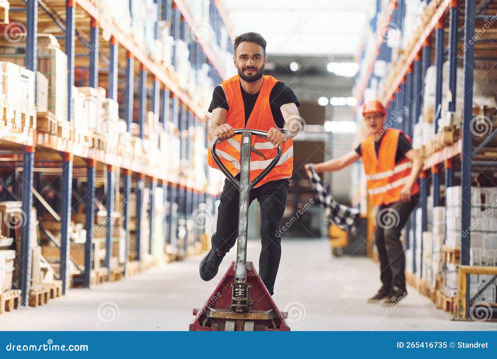 Man Riding Trolley Platform. Having Fun Stock Image - Image of gorgeous ...