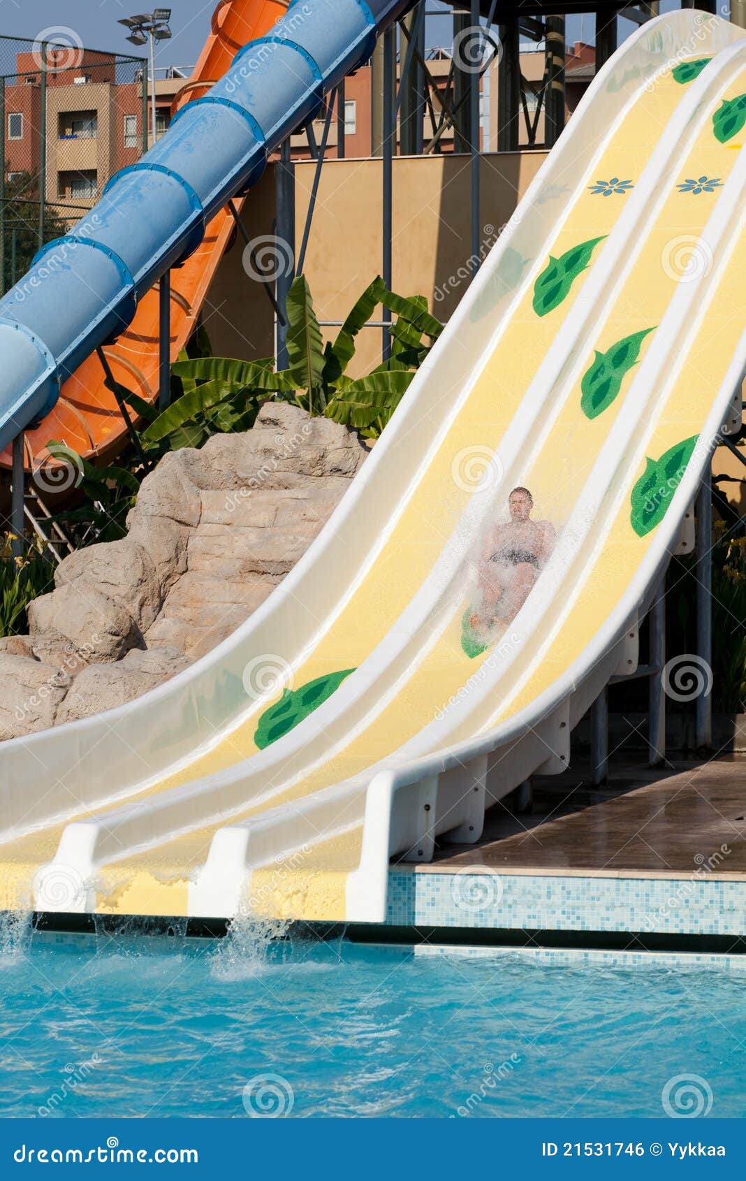Man riding a water slide stock photo. Image of park, adults - 21531746