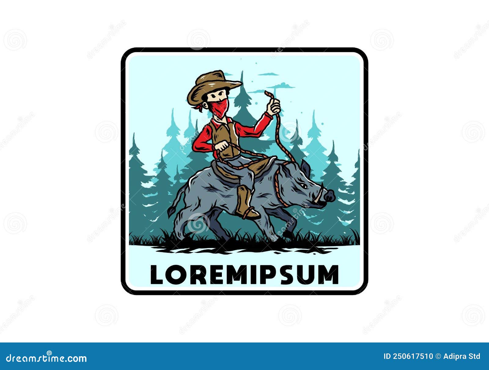 Man Riding a Wild Boar Illustration Stock Vector - Illustration of ...