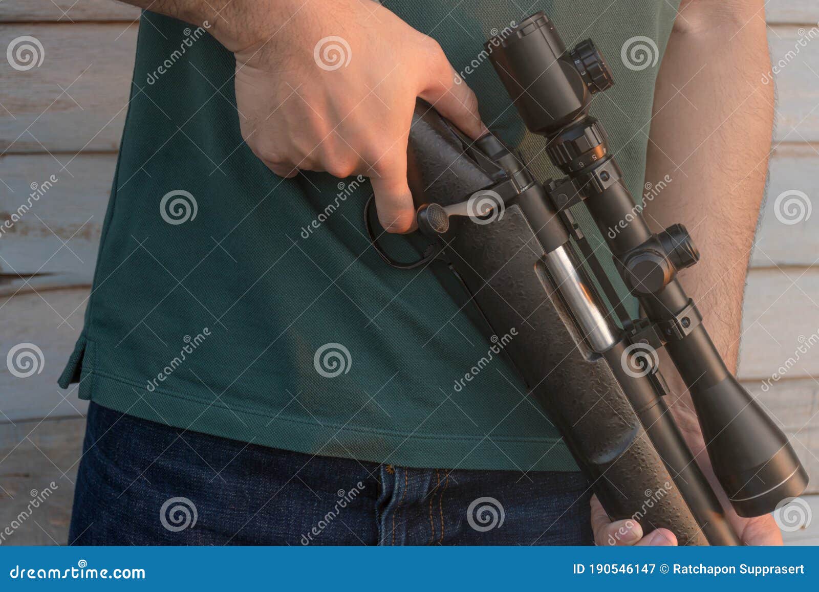 A man with a rifle stock image. Image of ready, ranger - 190546147