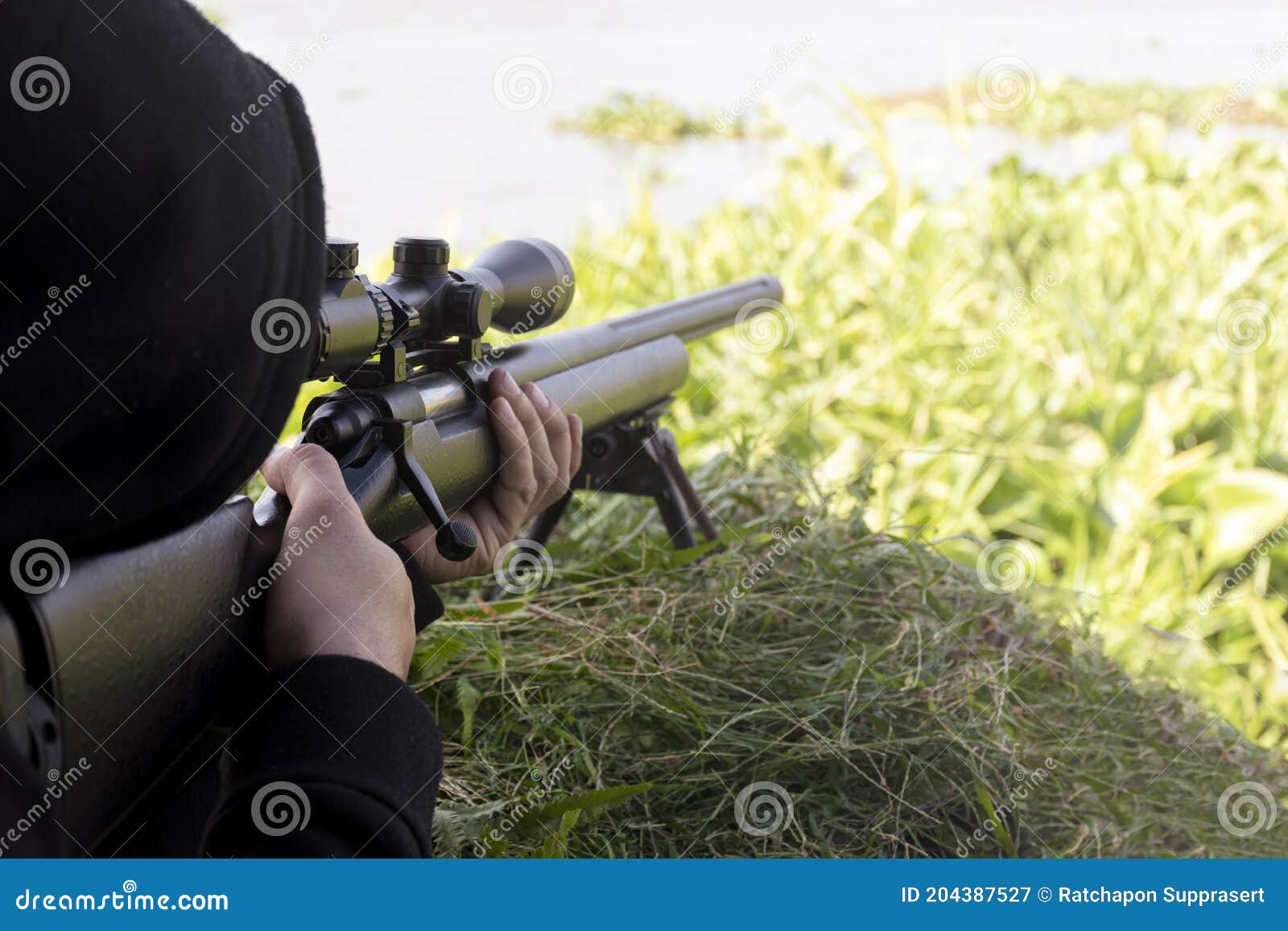 Man with a Rifle Looking through the Scope Stock Image - Image of hobby ...