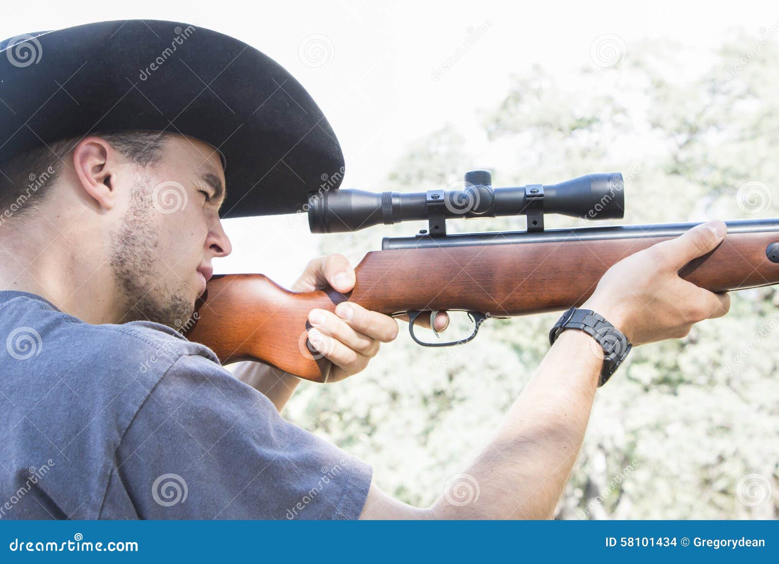 Man with Rifle stock photo. Image of aiming, hand, adult - 58101434