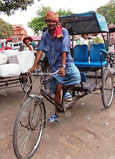 Man with Riksha in Jaipur, India Editorial Stock Photo - Image of hands ...