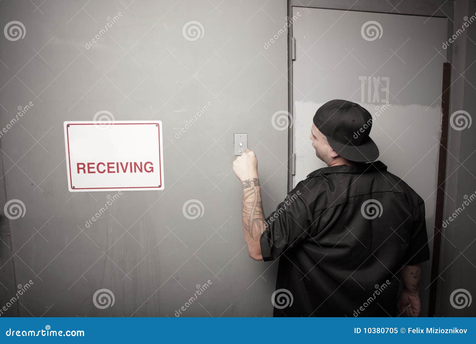 Man Ringing the Warehouse Bell Stock Image - Image of gray, ring: 10380705