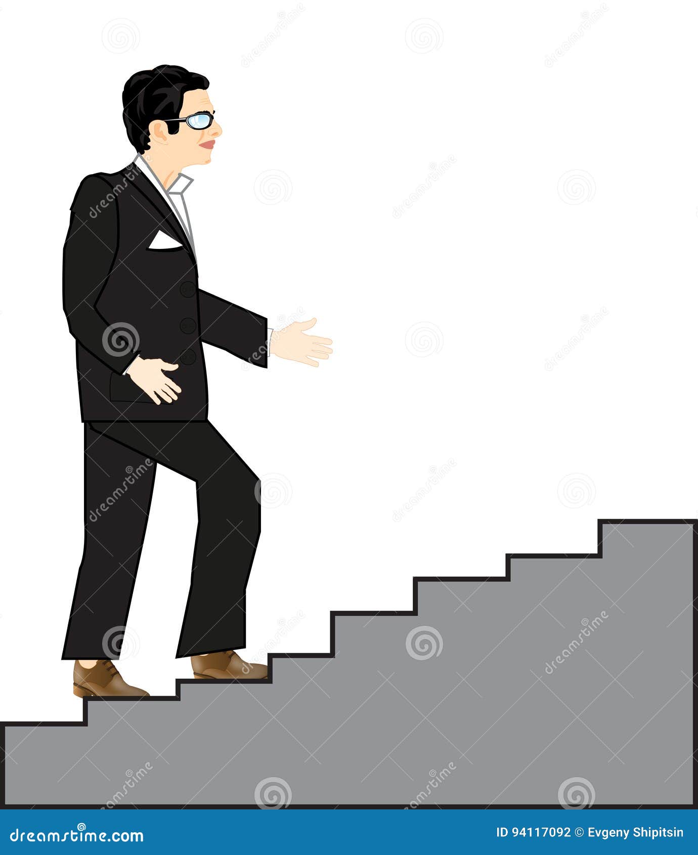 Man rises on stairway stock vector. Illustration of business - 94117092
