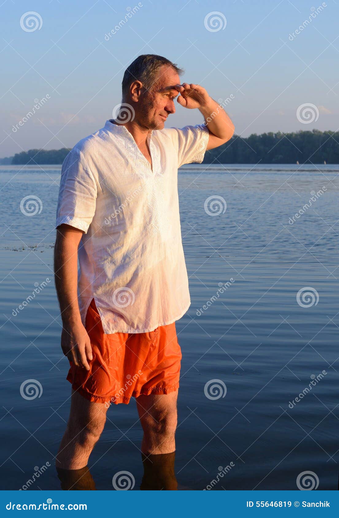 The man on the river stock image. Image of caucasian - 55646819