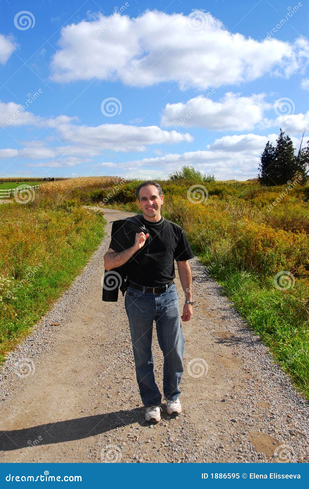Man on road stock image. Image of cloudy, happy, farming - 1886595