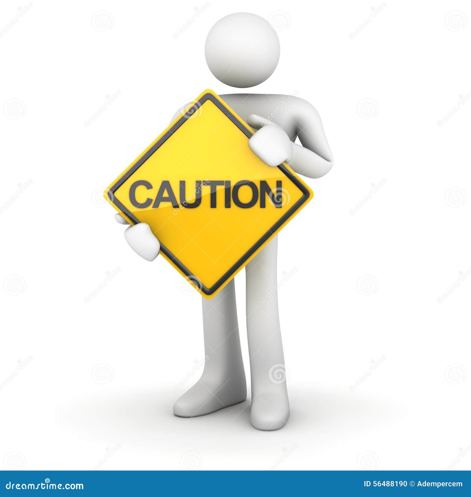 Man and Road Sign - Caution Stock Illustration - Illustration of black ...