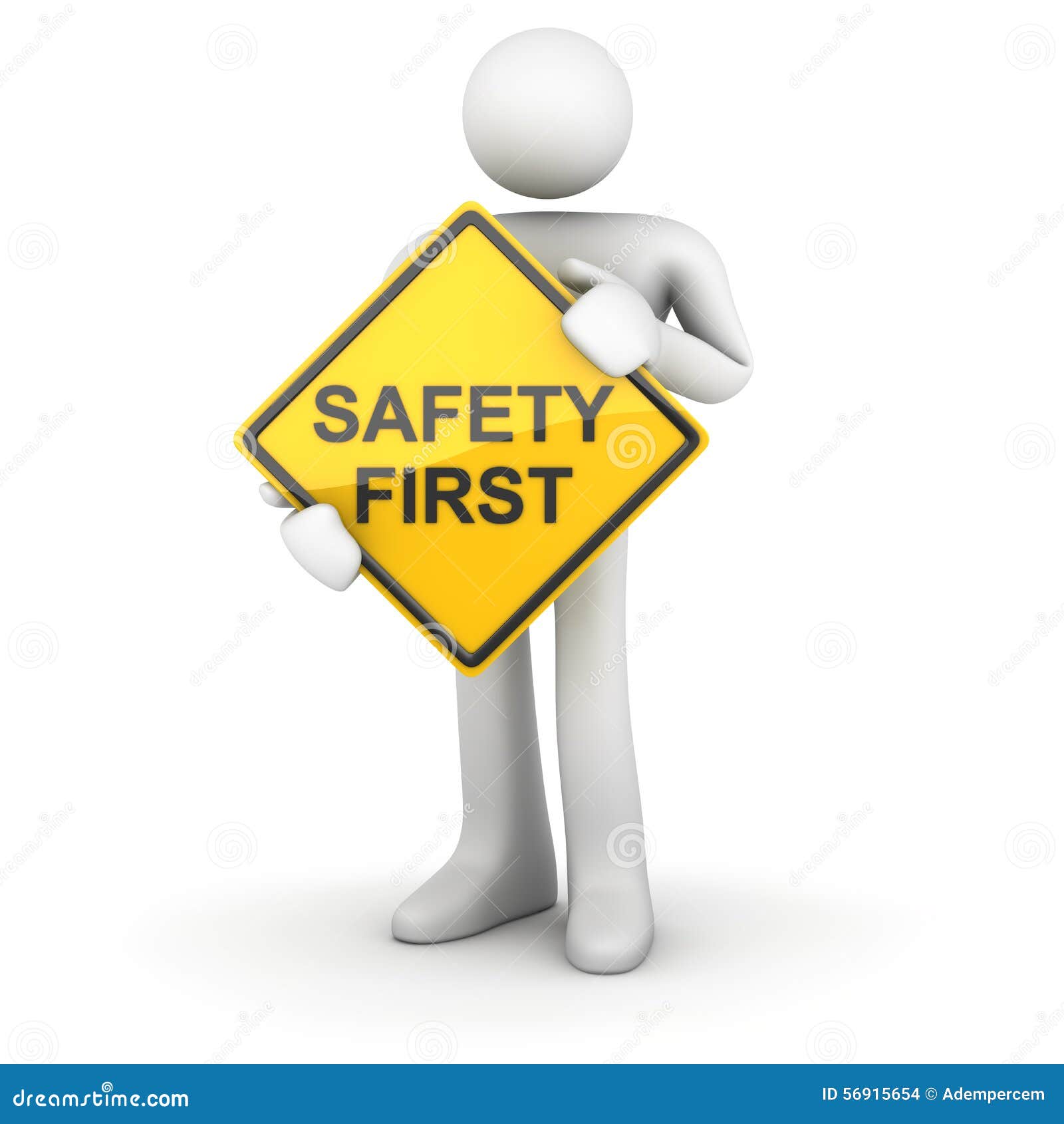 Man And Road Sign - Safety First Stock Illustration - Image: 56915654