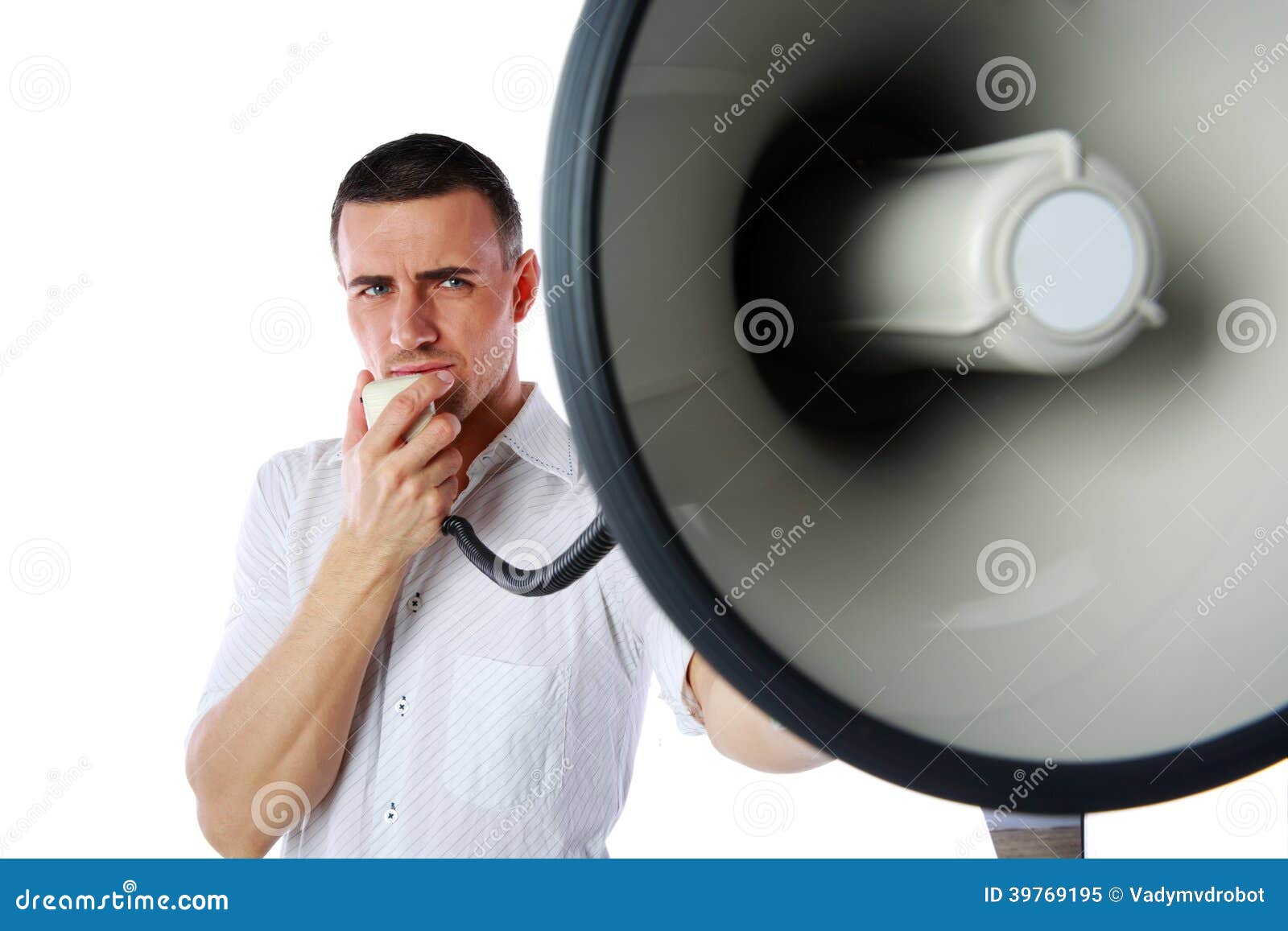 Man Roaring Loudly into Megaphone Stock Image - Image of bullhorn ...
