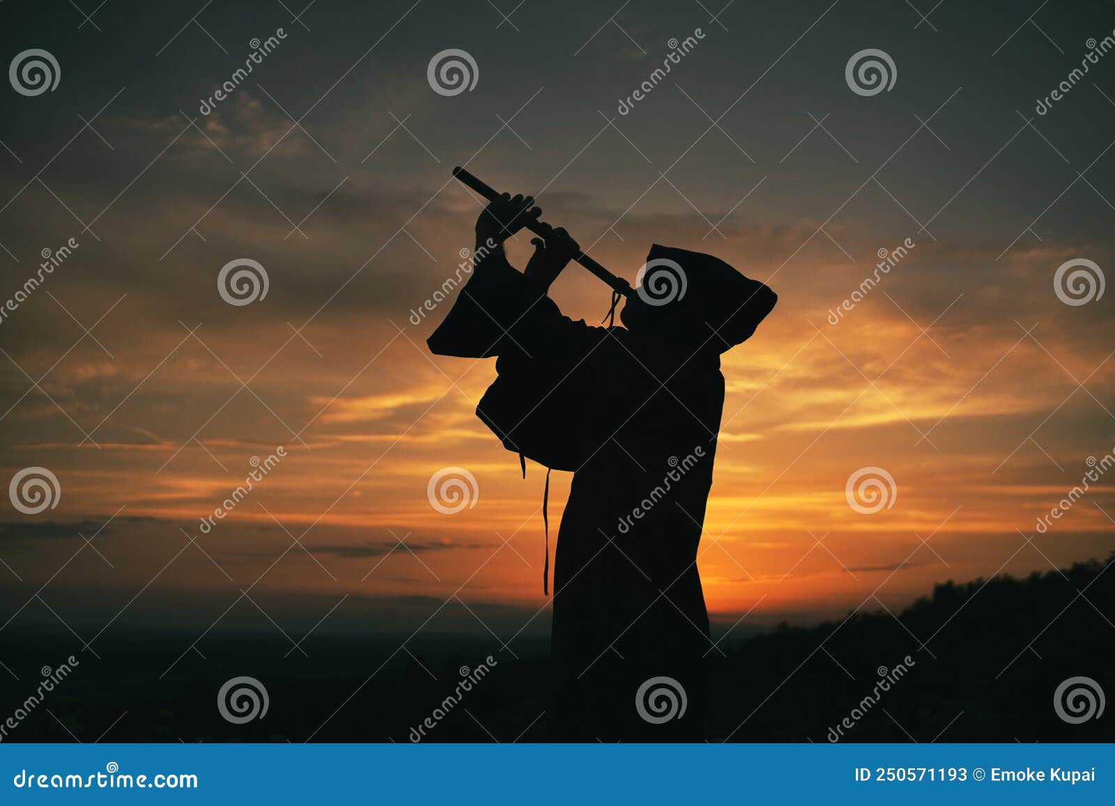 Man in Robe Sunset Flute Play Stock Image - Image of ethnic, spiritual ...