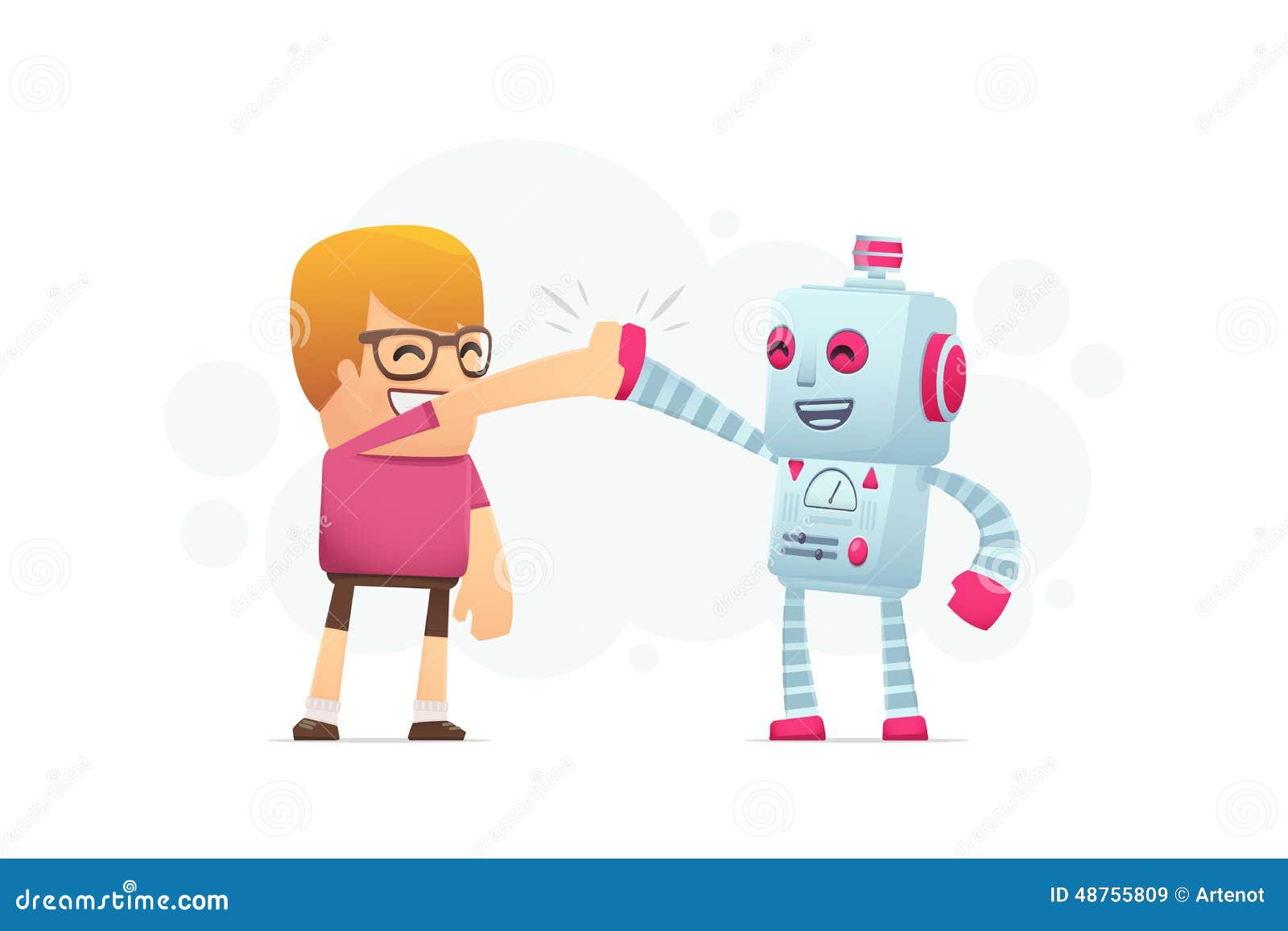 Man and the Robot Best Friends. Stock Illustration - Illustration of ...