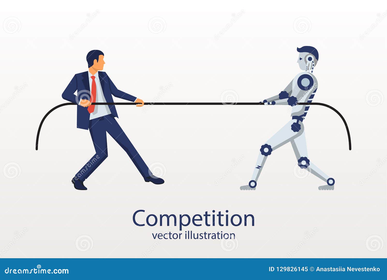Man with the Robot is Competing. Stock Vector - Illustration of design ... Man with the Robot is Competing. Stock Vector - Illustration of design ...
