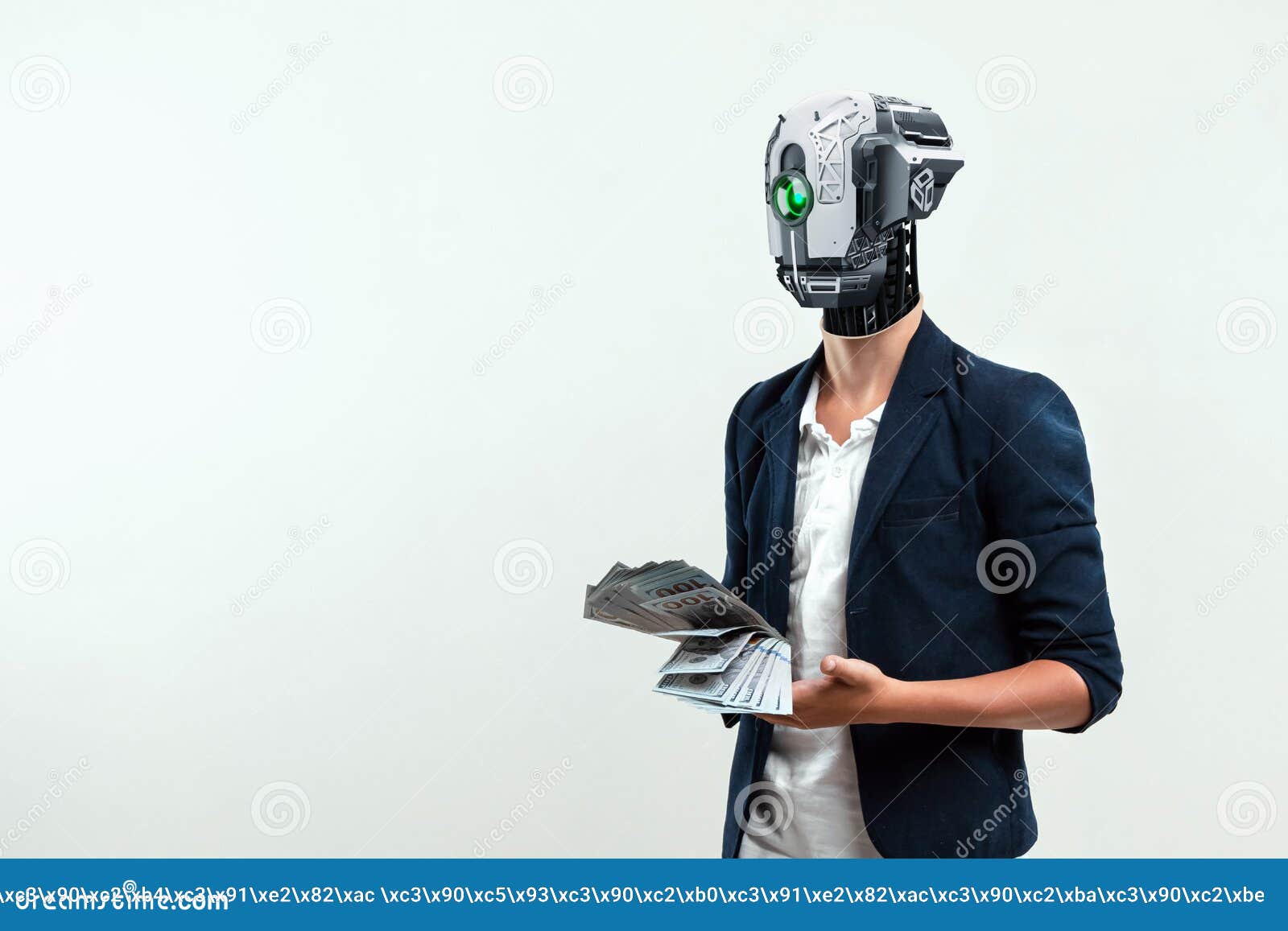 A Man with a Robot Head, a Cyborg. Robotics, New Normal, Future ...