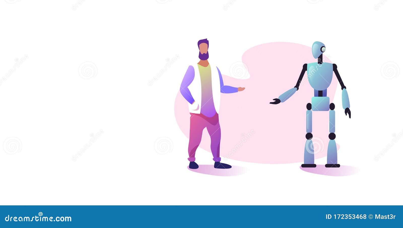 Man with Robotic Character Discussing during Meeting Artificial ...